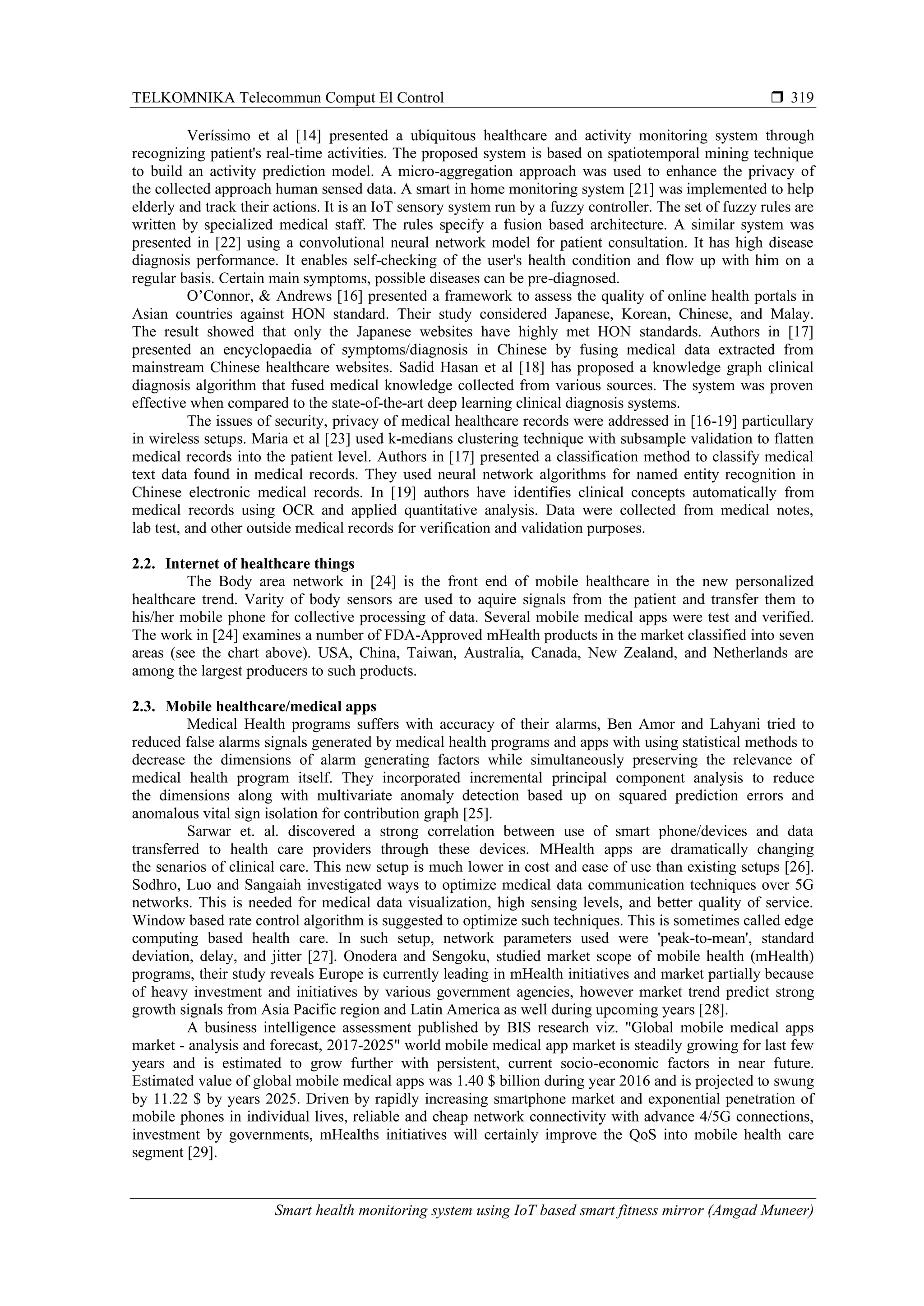 Smart health monitoring system using IoT based smart fitness mirror | PDF