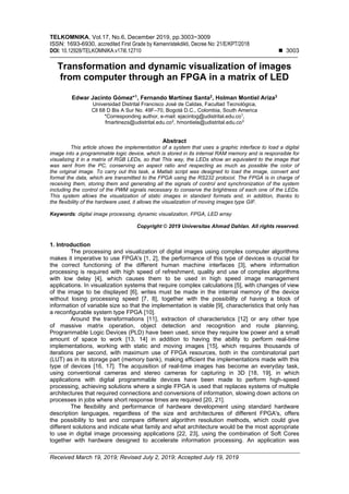 Transformation and dynamic visualization of images from computer through an FPGA in a matrix of ...