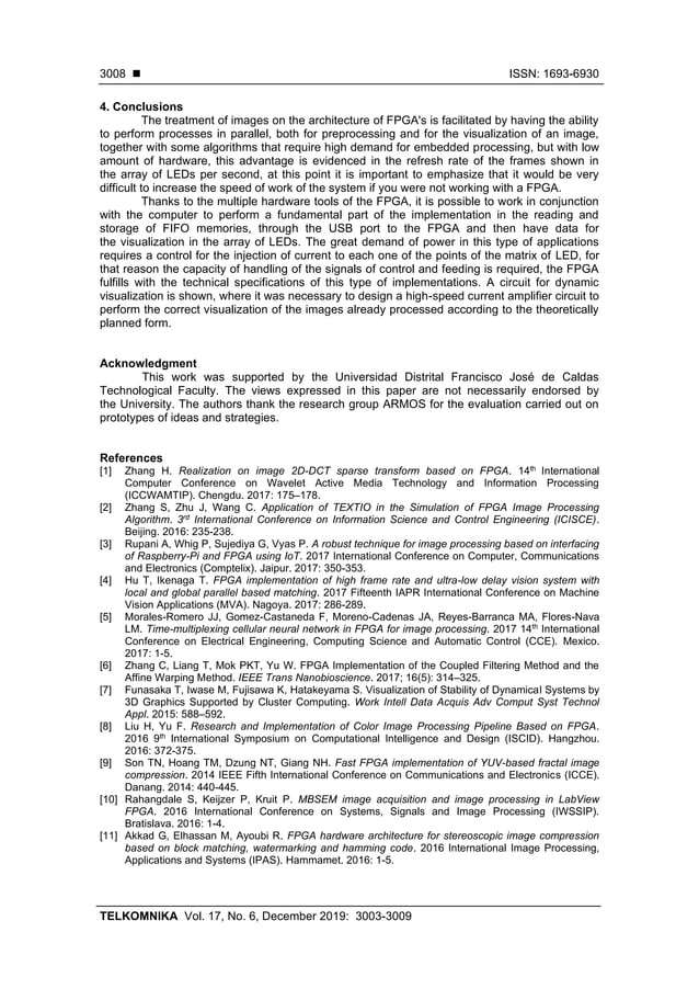 Transformation and dynamic visualization of images from computer through an FPGA in a matrix of LED