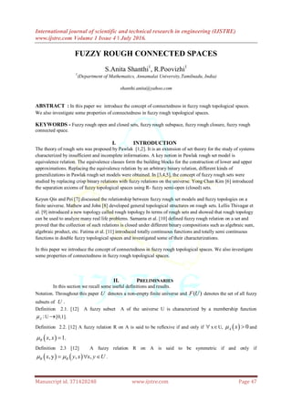 FUZZY ROUGH CONNECTED SPACES | PDF