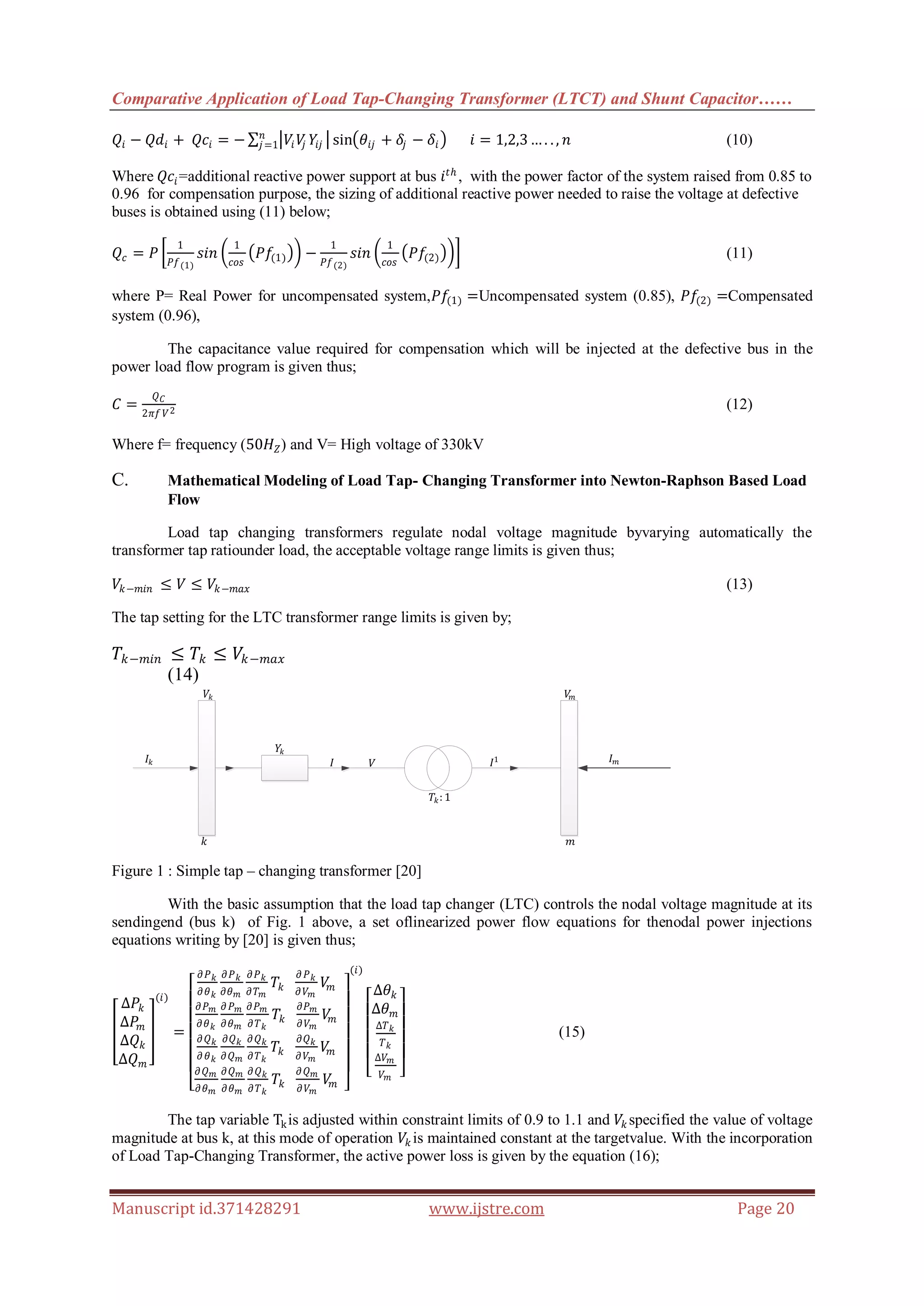 Comparative Application of Load Tap-Changing Transformer (LTCT) and Shunt Capacitor for Voltage ...