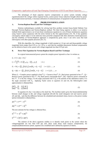 Comparative Application of Load Tap-Changing Transformer (LTCT) and Shunt Capacitor for Voltage ...