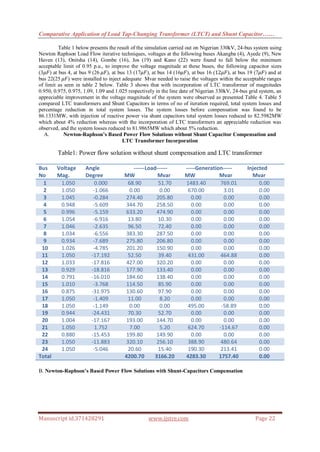 Comparative Application of Load Tap-Changing Transformer (LTCT) and Shunt Capacitor for Voltage ...