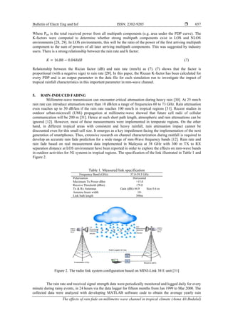 The effects of rain fade on millimetre wave channel in tropical climate ...