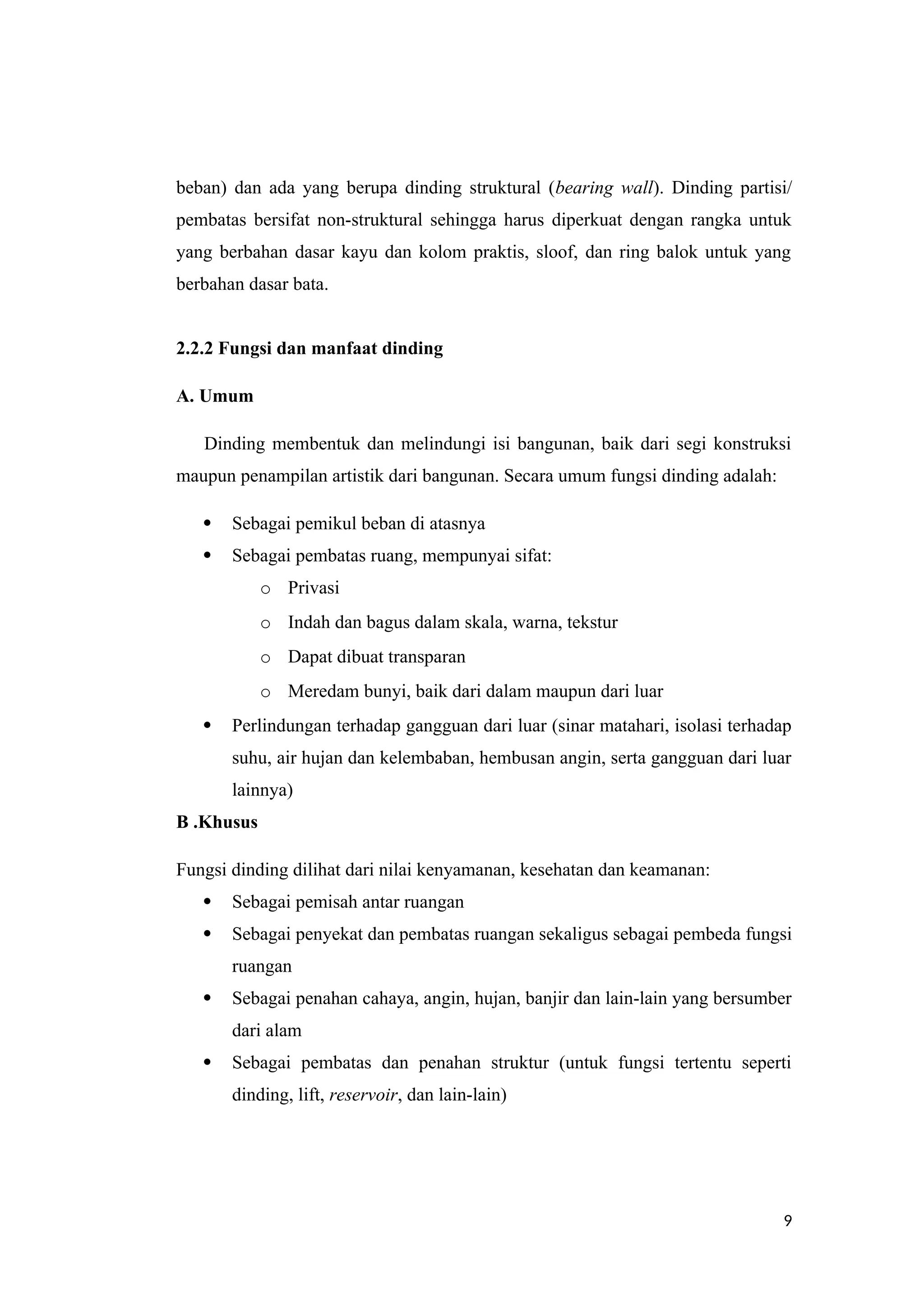 pengertian dinding dan berbagai macam dinding | DOCX
