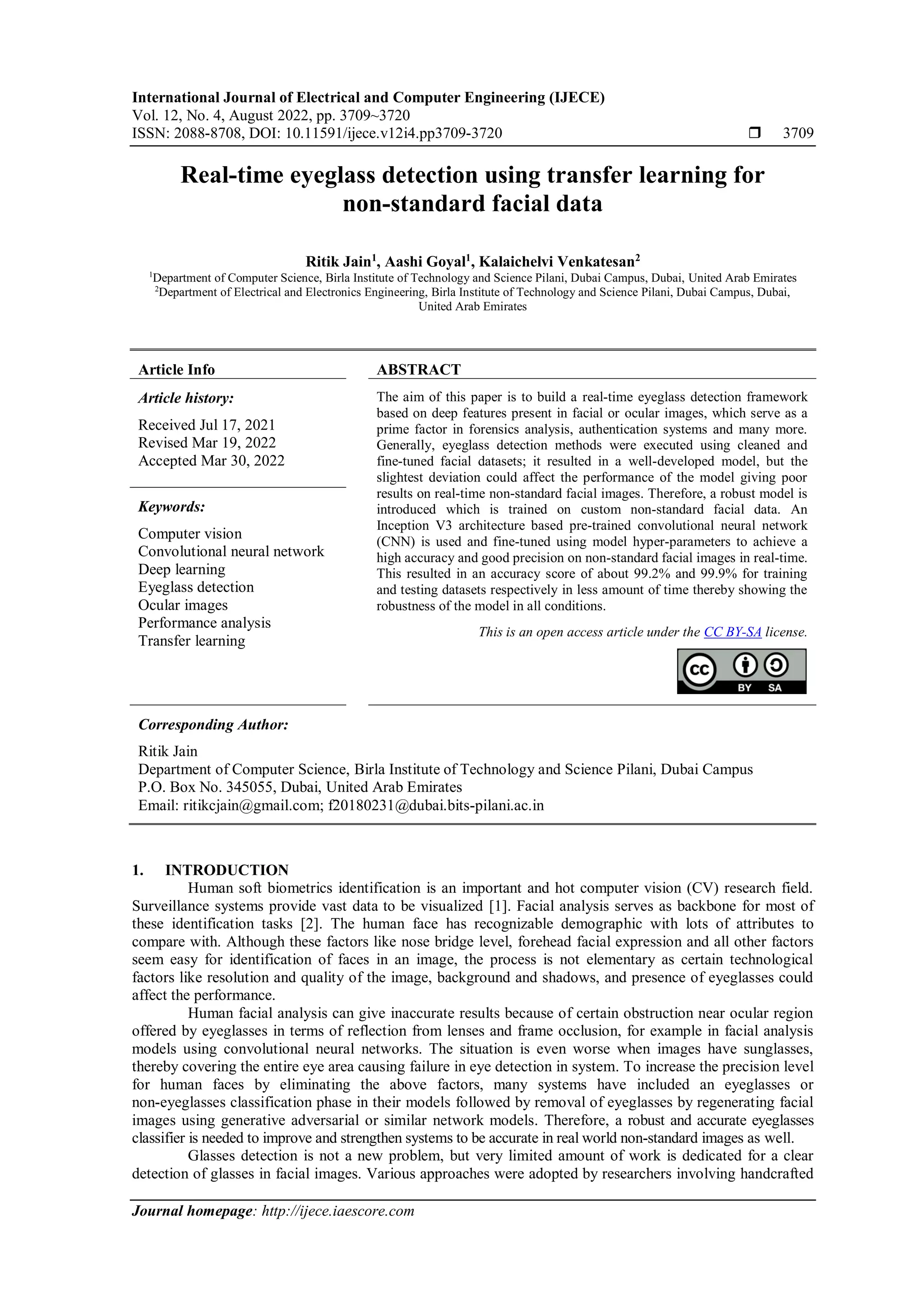 Real-time eyeglass detection using transfer learning for non-standard facial data | PDF