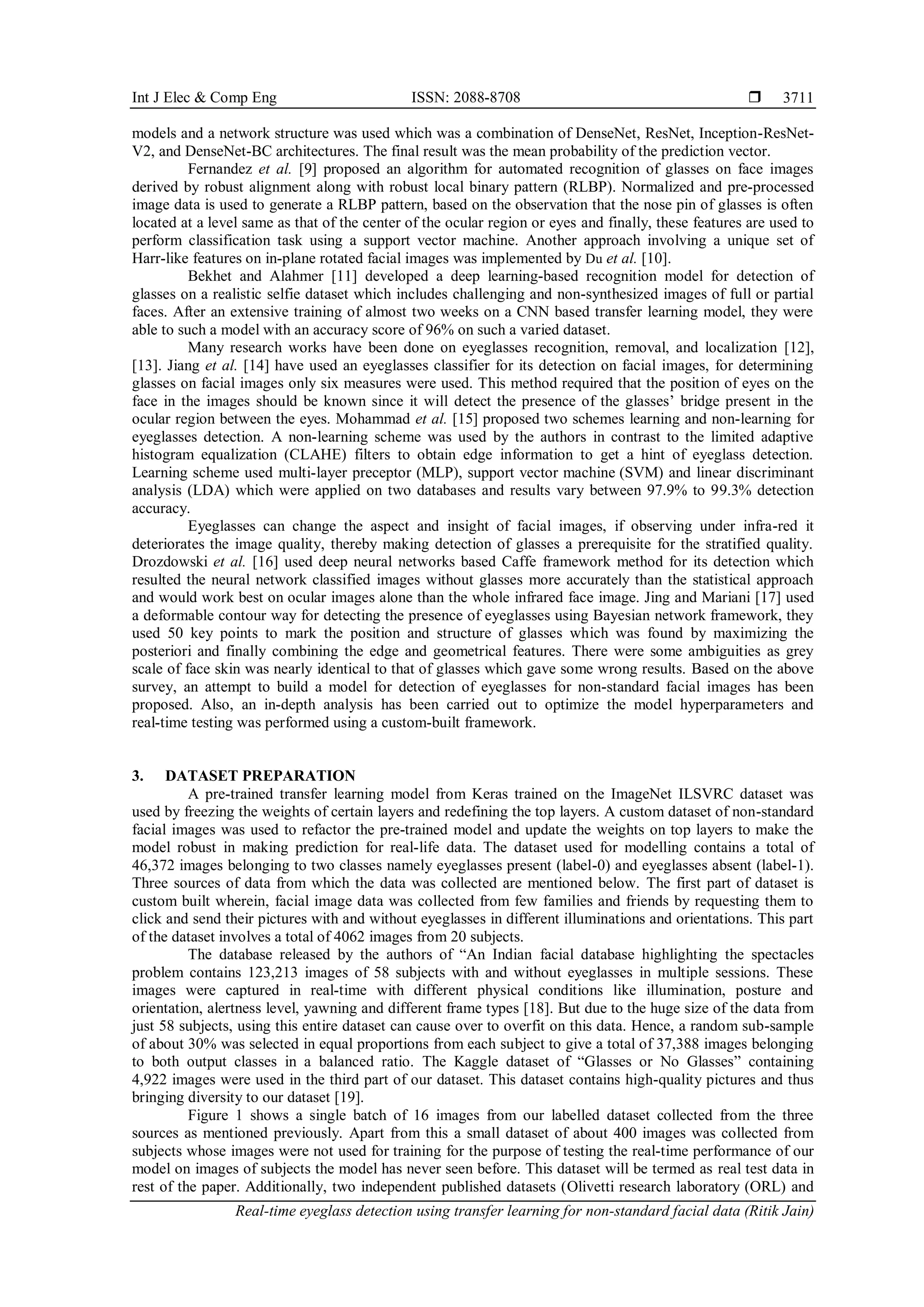 Real-time eyeglass detection using transfer learning for non-standard ...