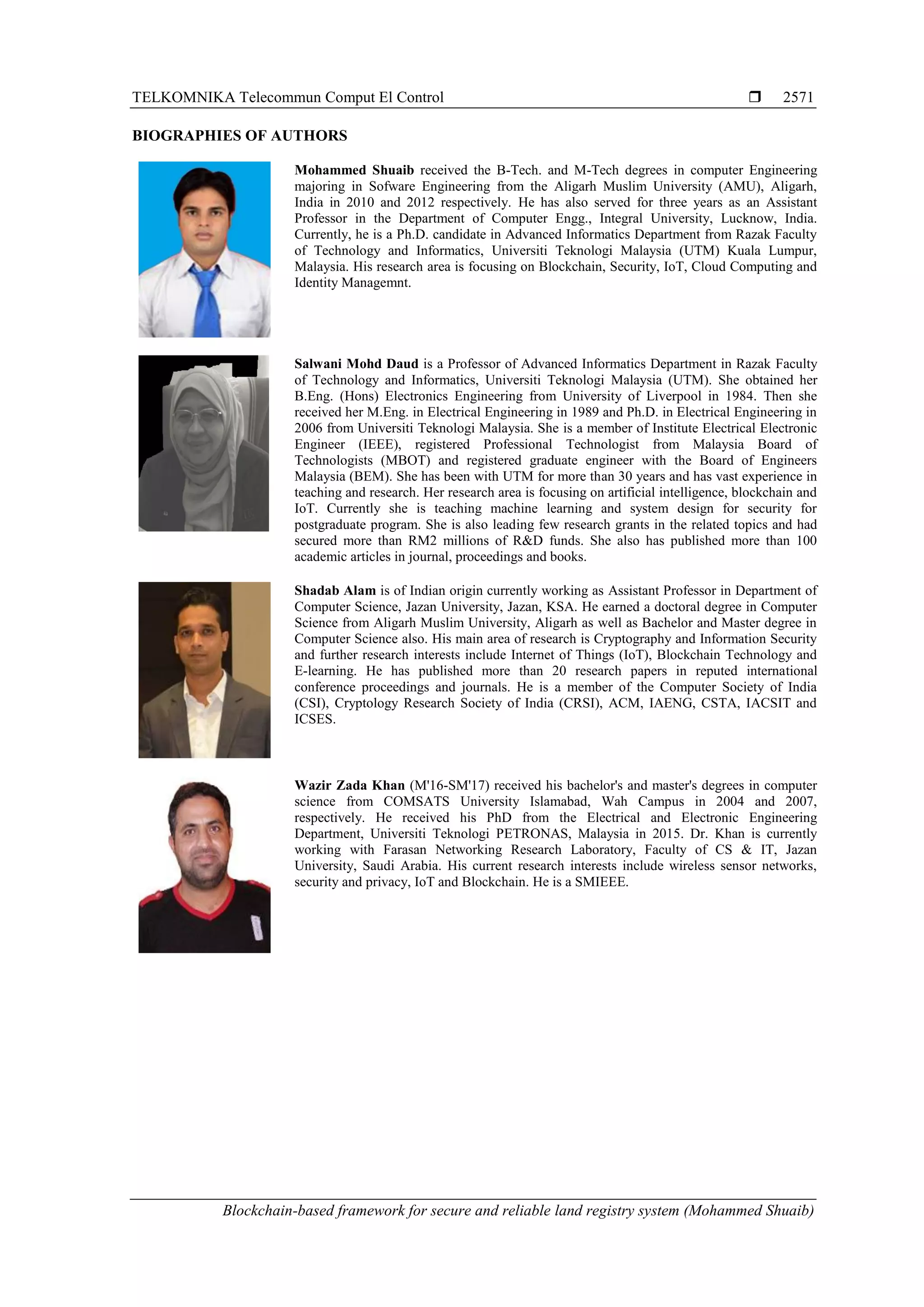 Blockchain-based framework for secure and reliable land registry system ...