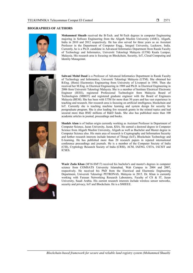 Blockchain-based framework for secure and reliable land registry system | PDF | Databases ...