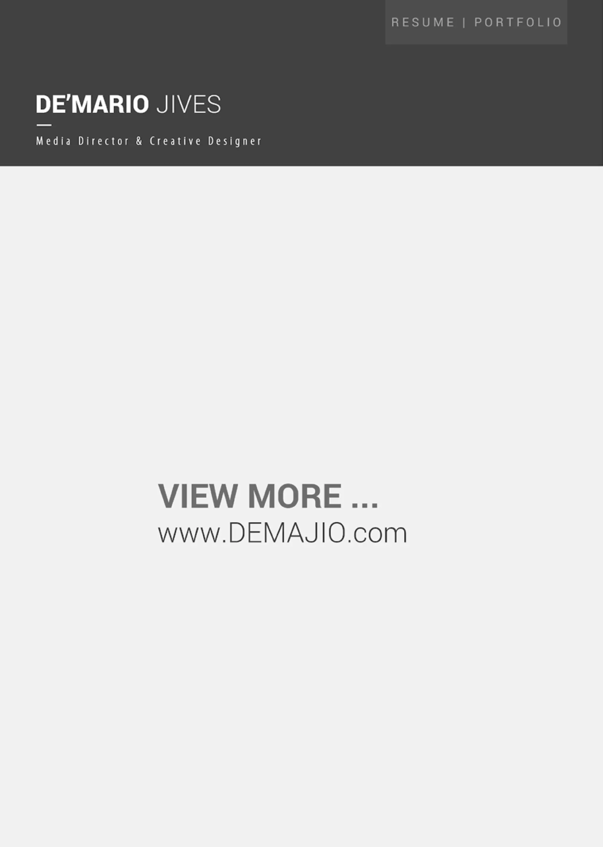 DeMario Jives Resume Portfolio Layout | PDF