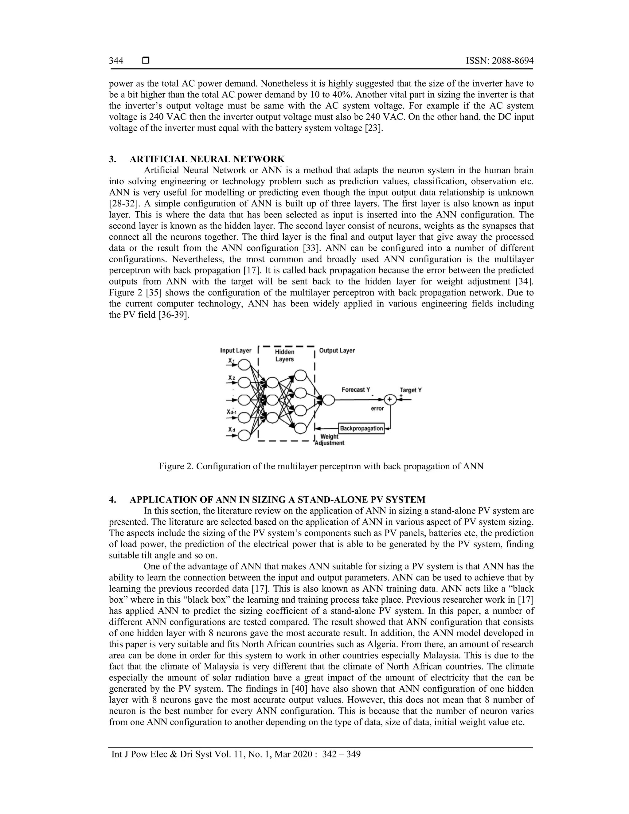 Application of artificial neural network in sizing a stand-alone photovoltaic system: a review | PDF