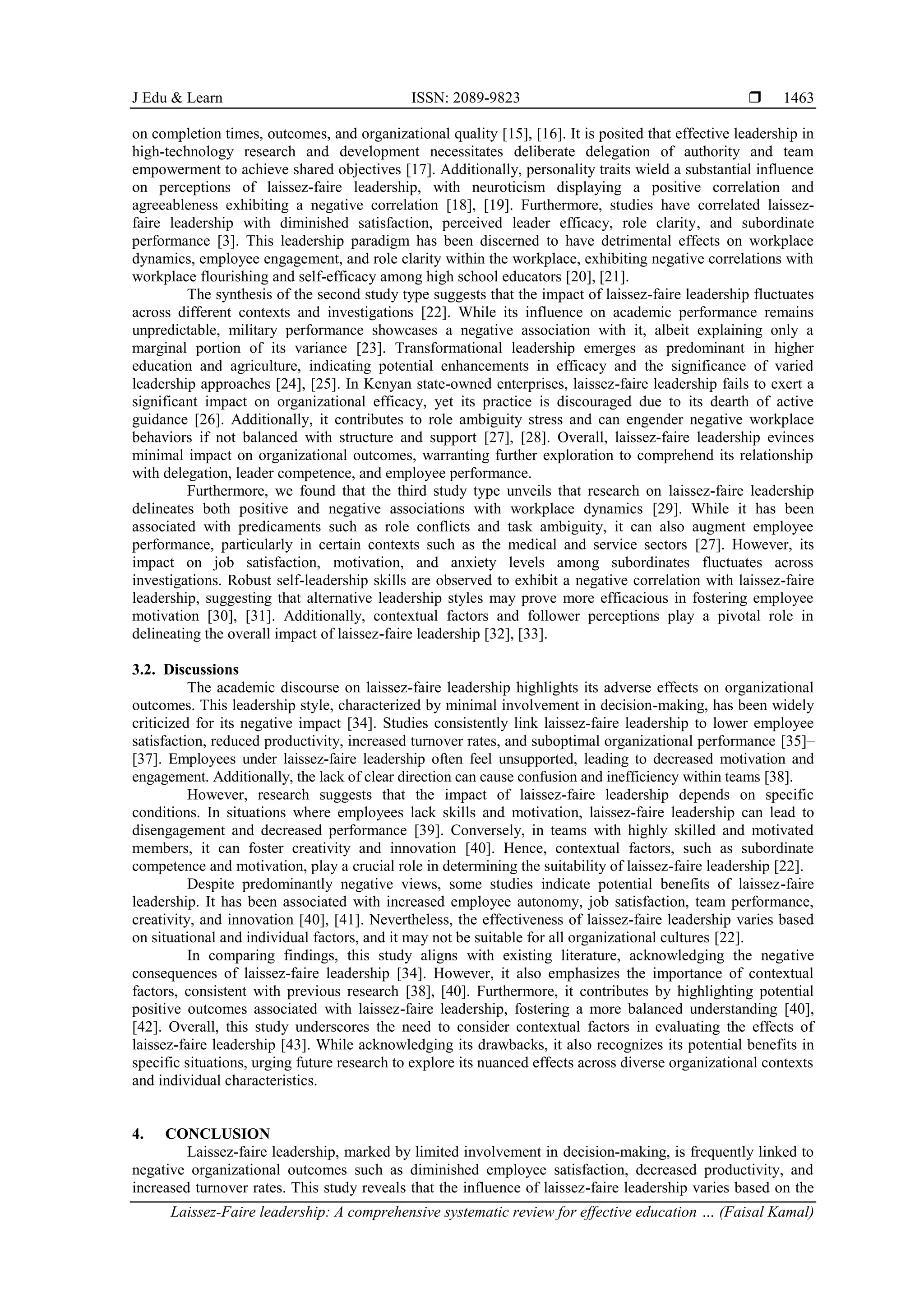 Laissez-faire leadership: a comprehensive systematic review for ...