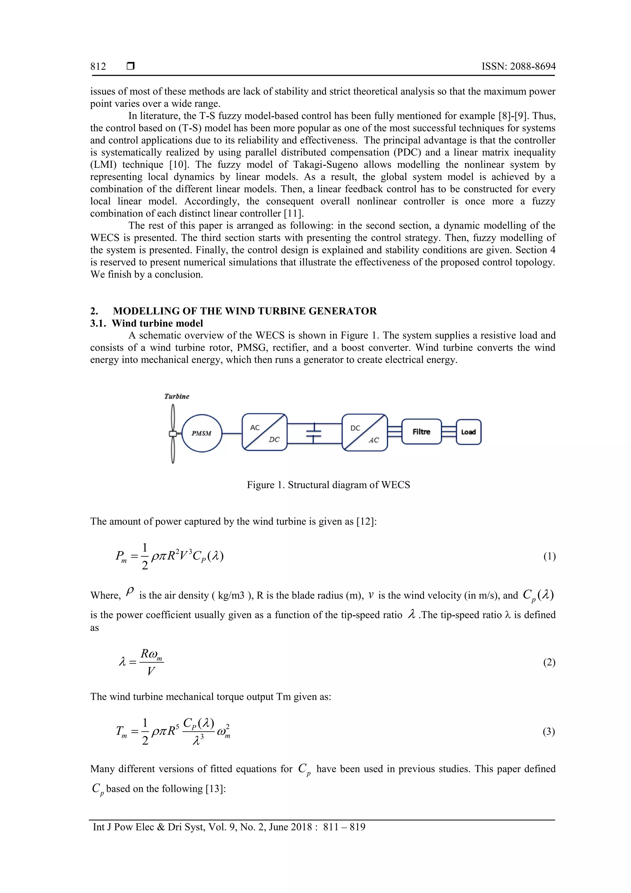 MPPT Control for Wind Energy Conversion System based on a T-S Fuzzy | PDF