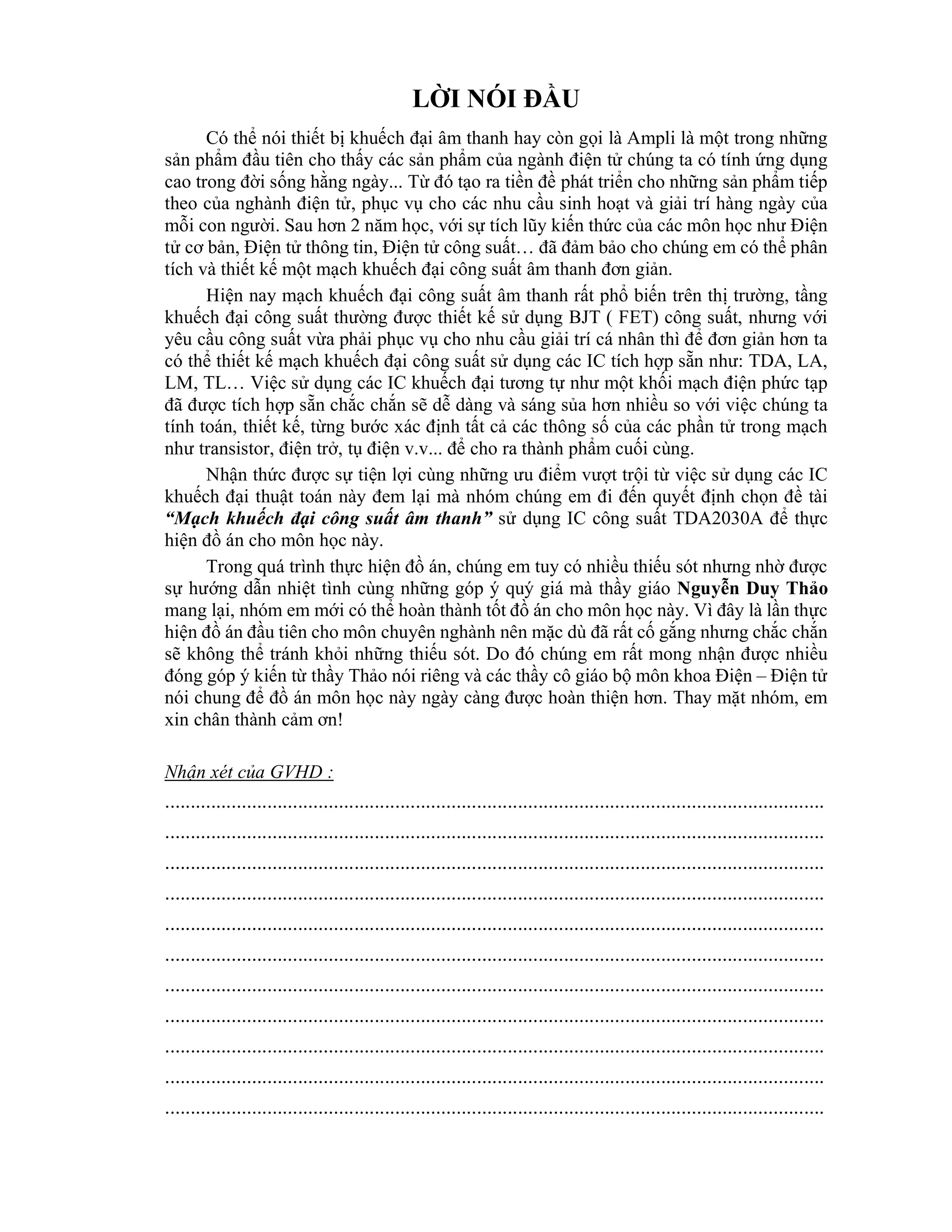 MẠCH KHUẾCH ĐẠI CÔNG SUẤT ÂM THANH TDA2030A File Word (Kèm File PROTEUS) | PDF