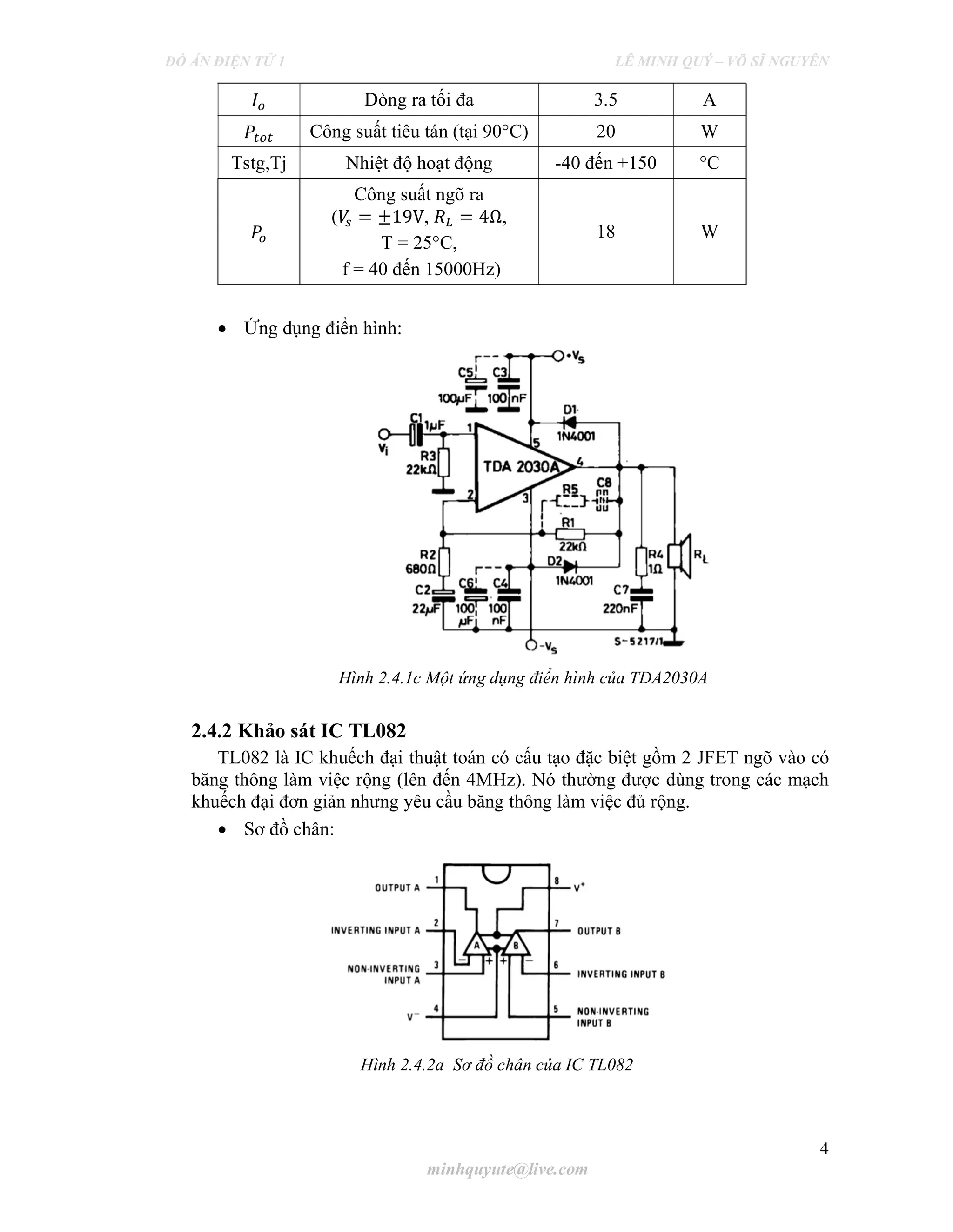 MẠCH KHUẾCH ĐẠI CÔNG SUẤT ÂM THANH TDA2030A File Word (Kèm File PROTEUS) | PDF
