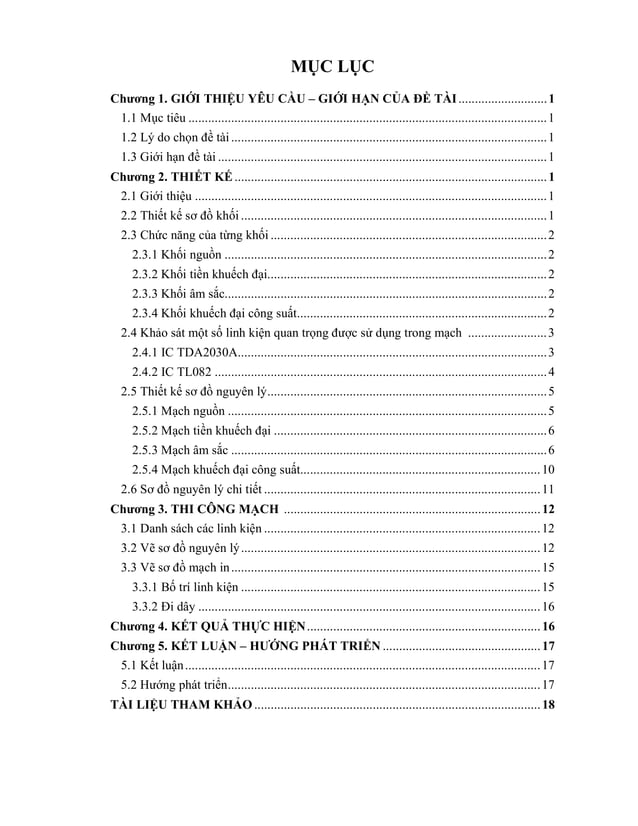 MẠCH KHUẾCH ĐẠI CÔNG SUẤT ÂM THANH TDA2030A File Word (Kèm File PROTEUS) | PDF