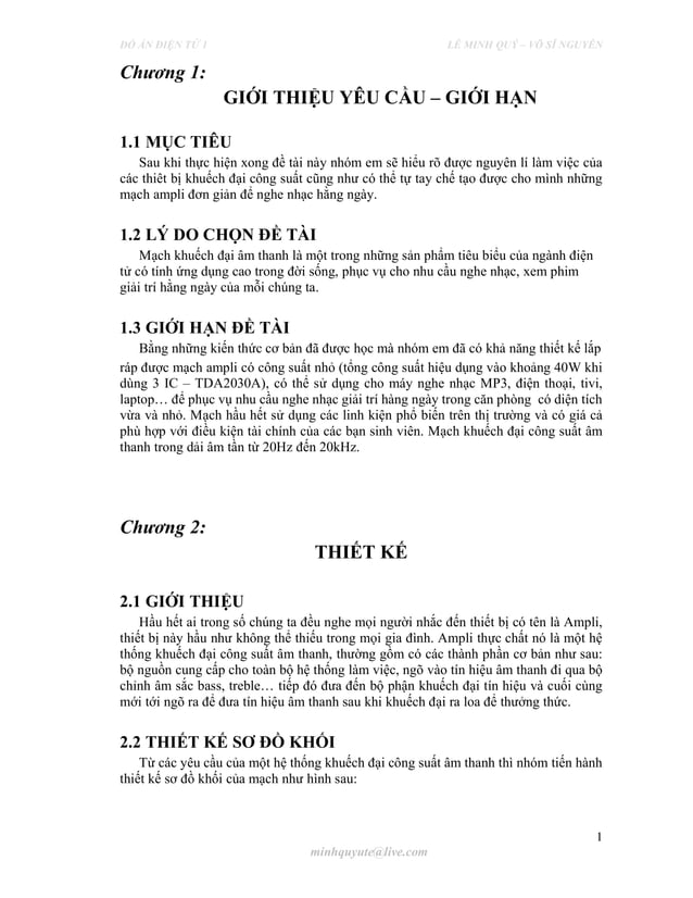 MẠCH KHUẾCH ĐẠI CÔNG SUẤT ÂM THANH TDA2030A File Word (Kèm File PROTEUS) | PDF