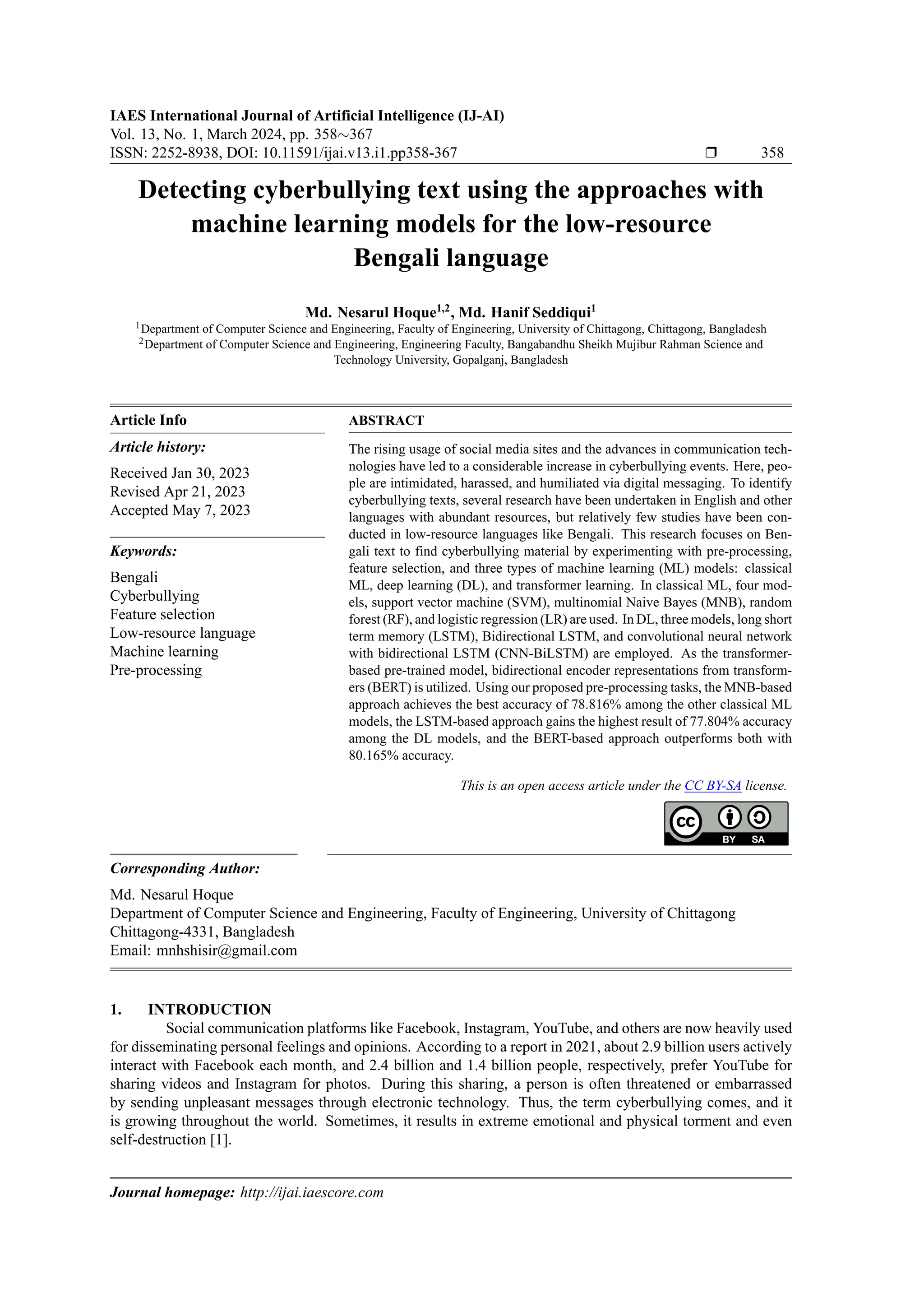 Detecting cyberbullying text using the approaches with machine learning ...
