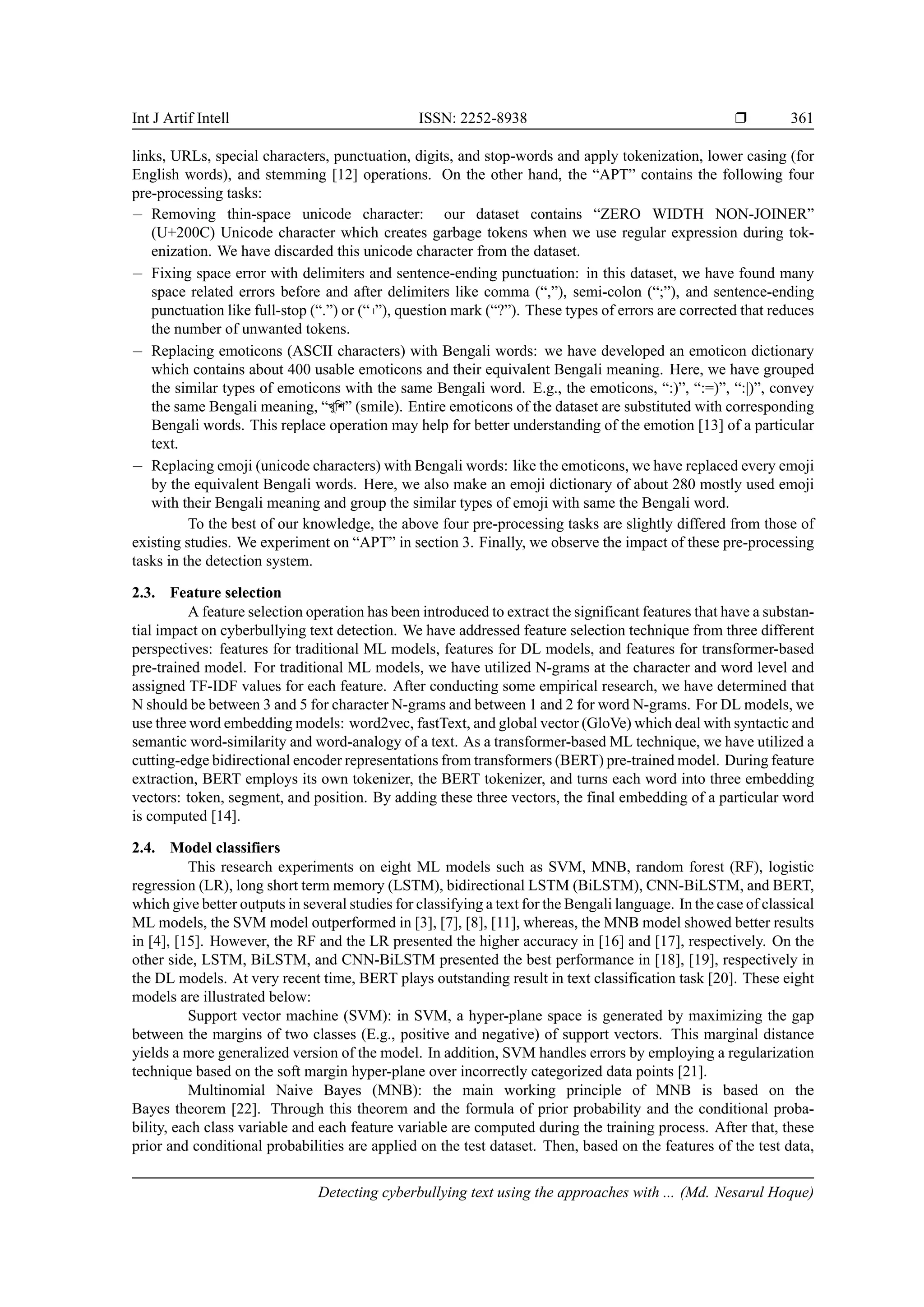 Detecting cyberbullying text using the approaches with machine learning ...