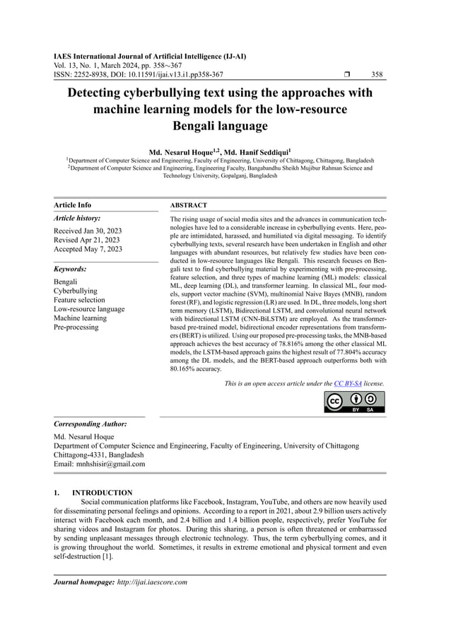 Detecting Cyberbullying Text Using The Approaches With Machine Learning Models For The Low