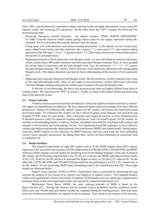 Detecting cyberbullying text using the approaches with machine learning models for the low ...