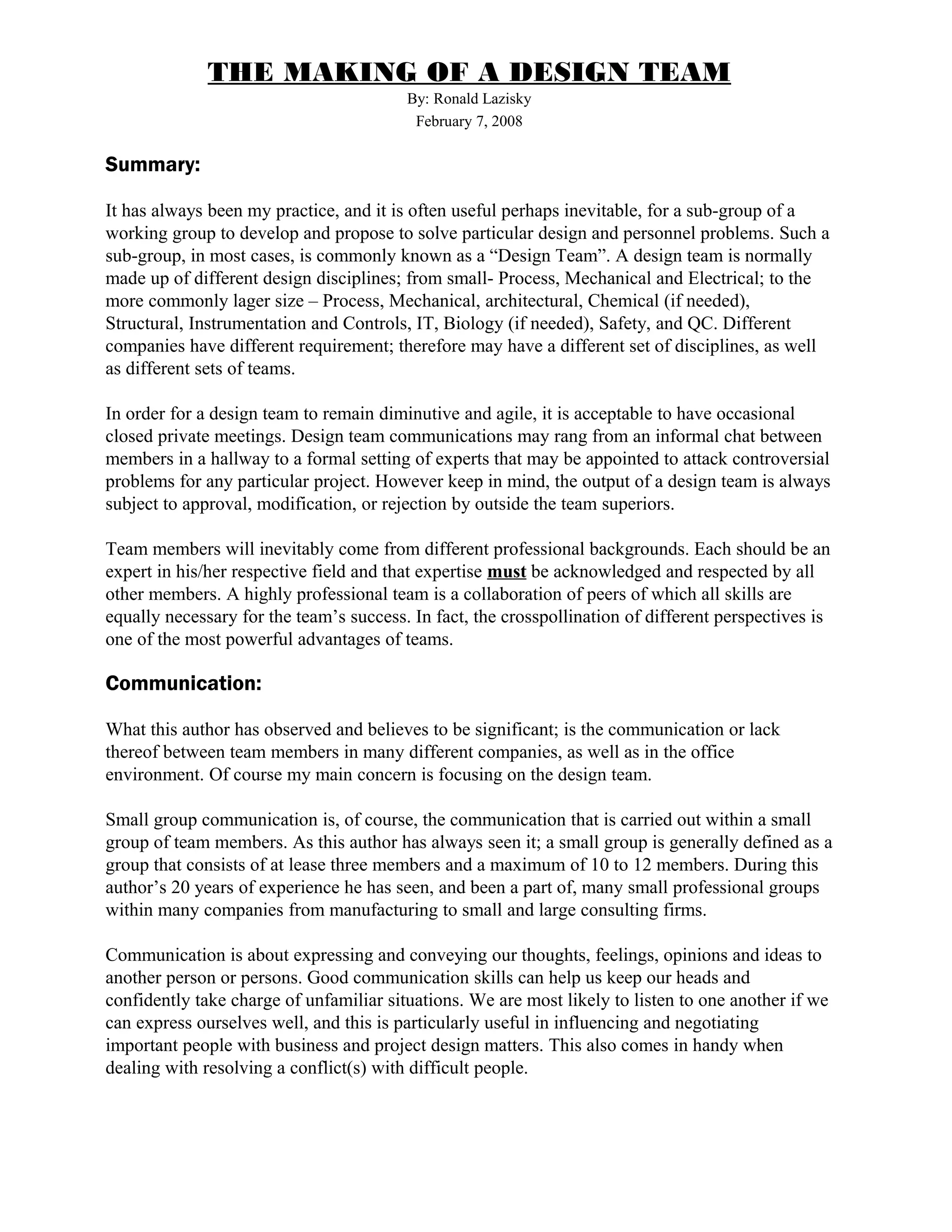 WORKING AS A TEAM-II | DOC