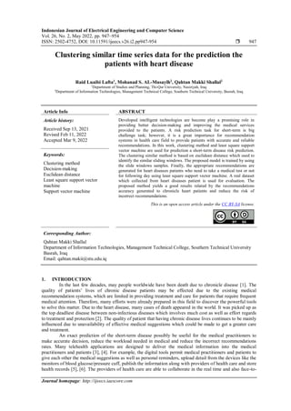 Clustering similar time series data for the prediction the patients ...