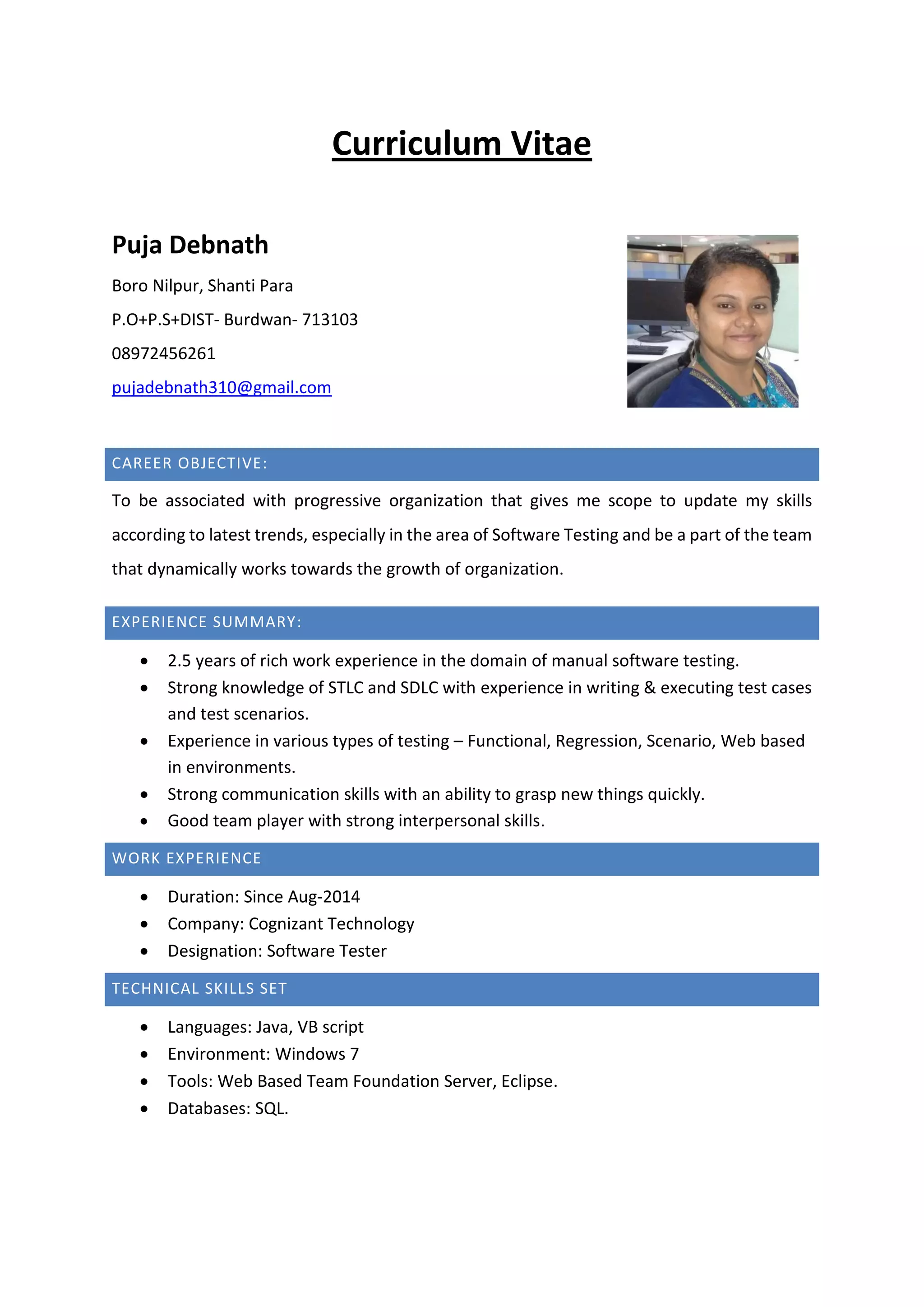 Puja Debnath_Curriculum Vitae | PDF