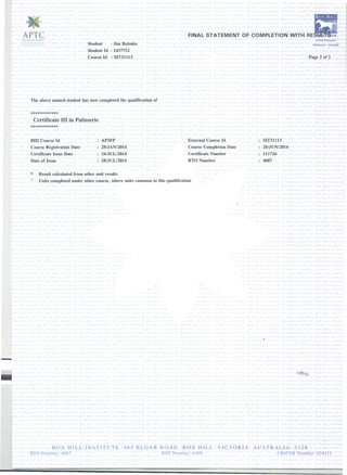 JCR - APTC Certificate | PDF