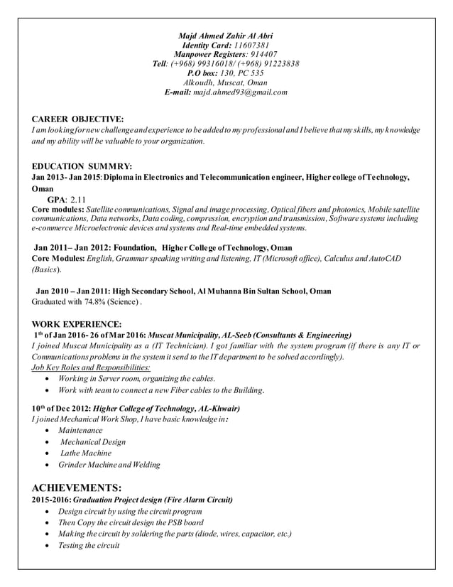 CV-Majd Al- Abri | PDF