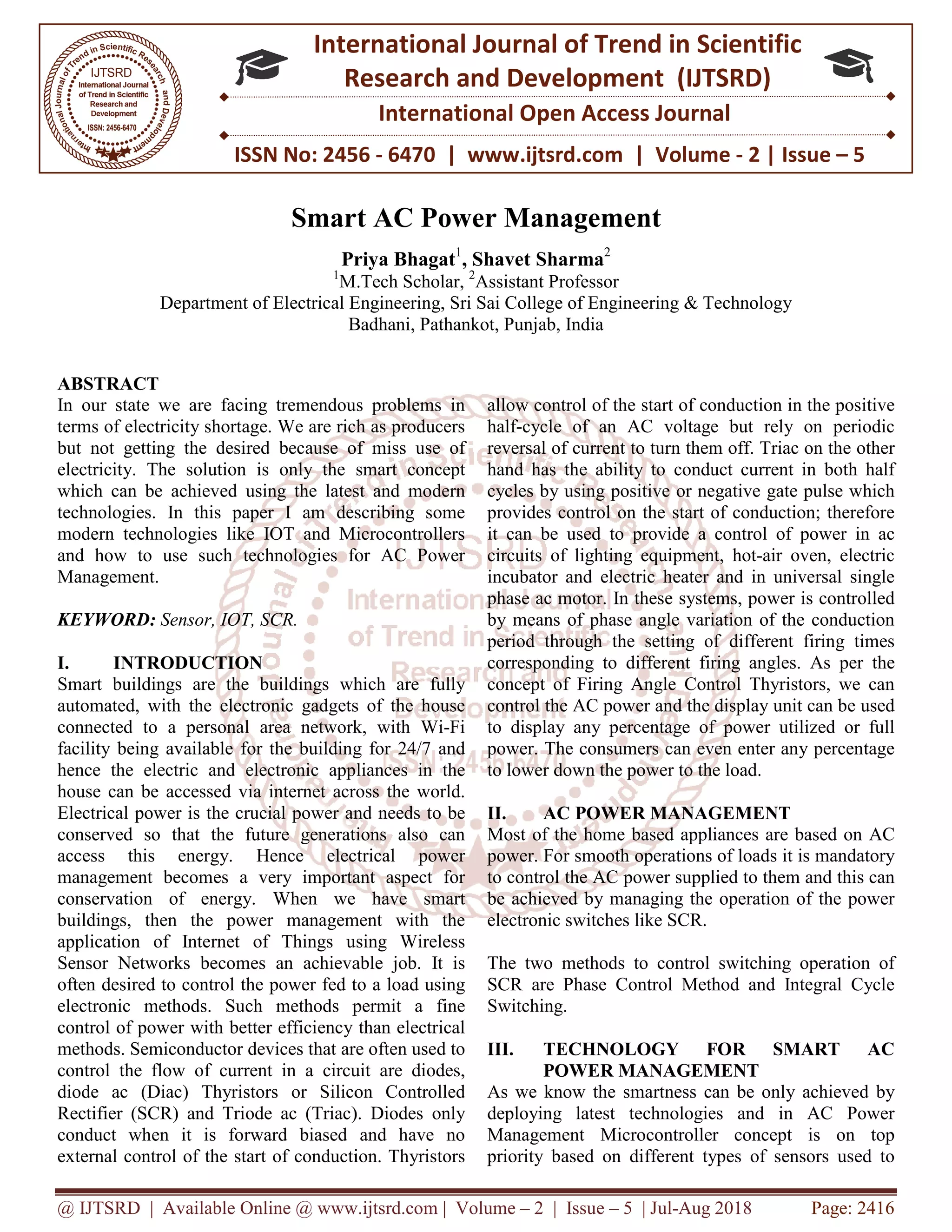 Smart AC Power Management | PDF