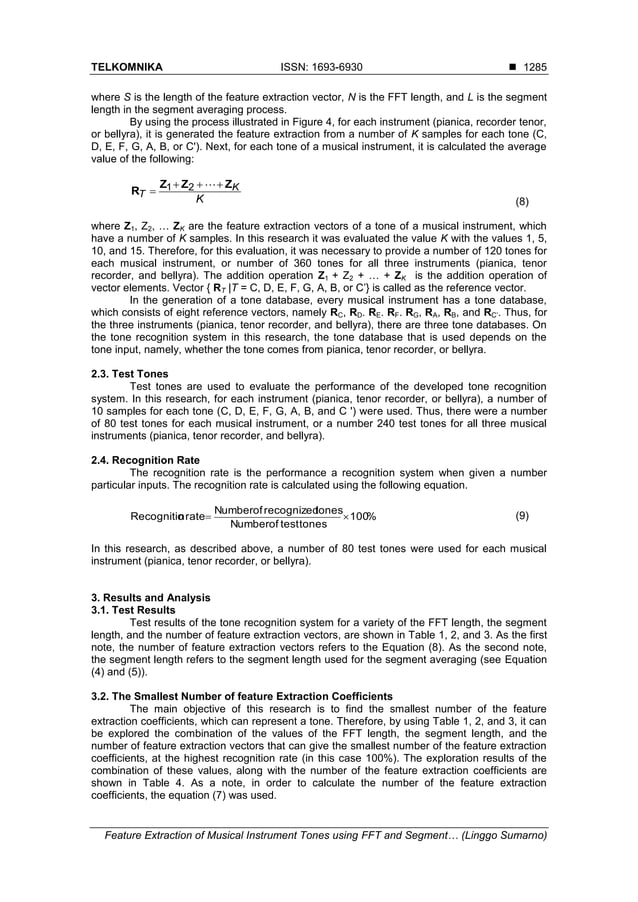 Feature Extraction of Musical Instrument Tones using FFT and Segment Averaging | PDF