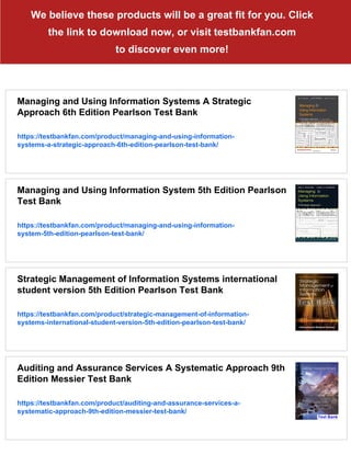 Managing and Using Information Systems A Strategic Approach 6th Edition ...