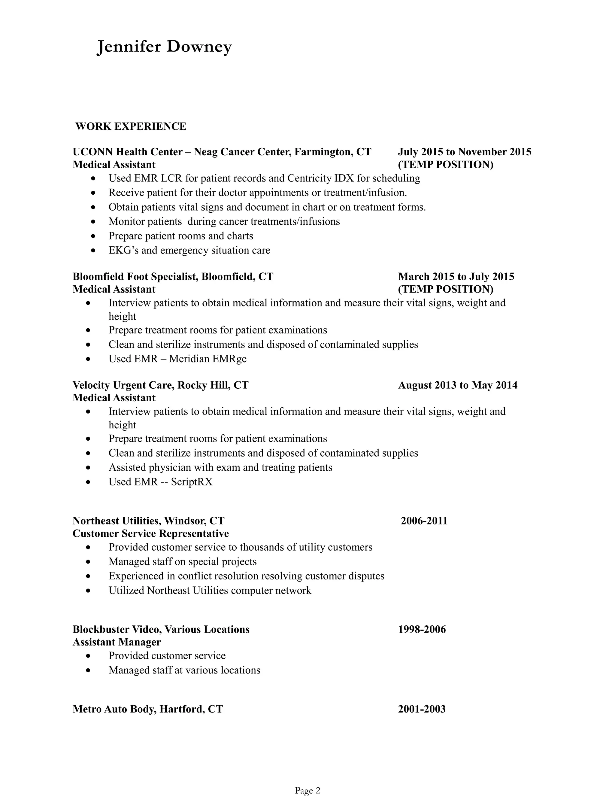 Jennifer Downey MA Resume rev2.doc2015-2 | DOC | First Aid | Injuries