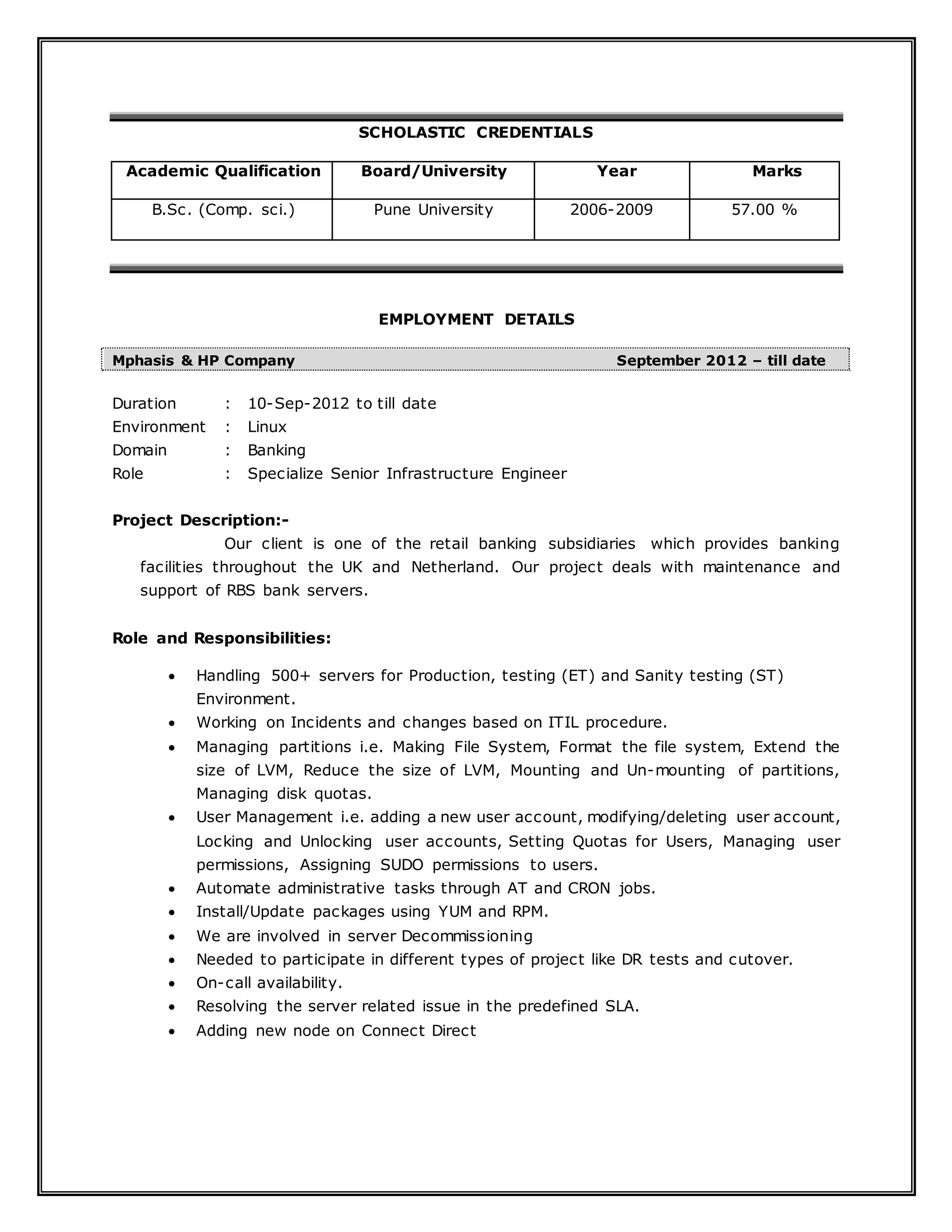 Chintamani_Kadam_System_Admin | DOCX | Operating Systems | Computer Software and Applications