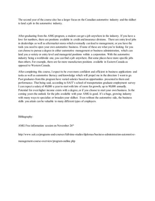 Career Investigation Report for AMG Business Administration Automotive ...