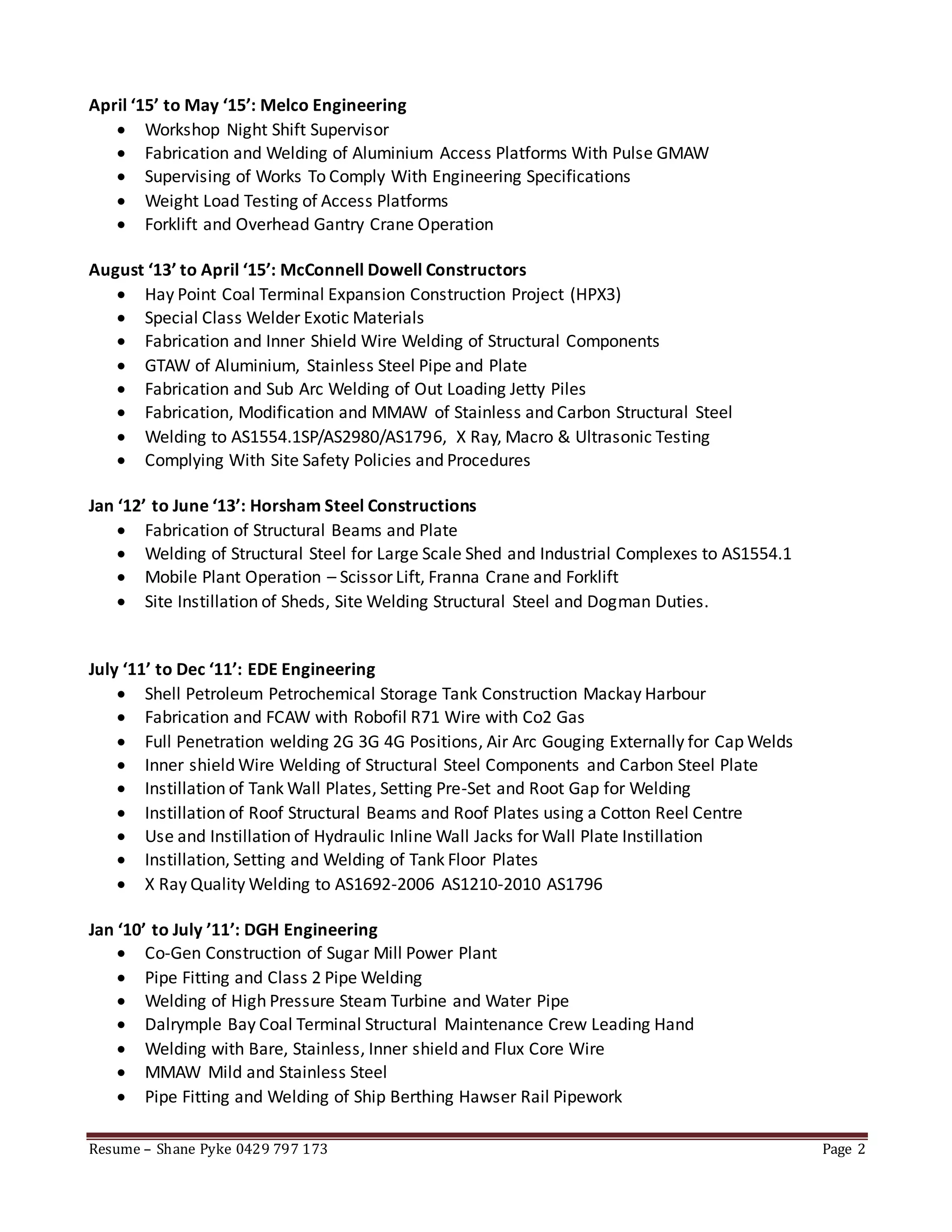 Shane Pyke Resume | DOCX | Chemistry | Science
