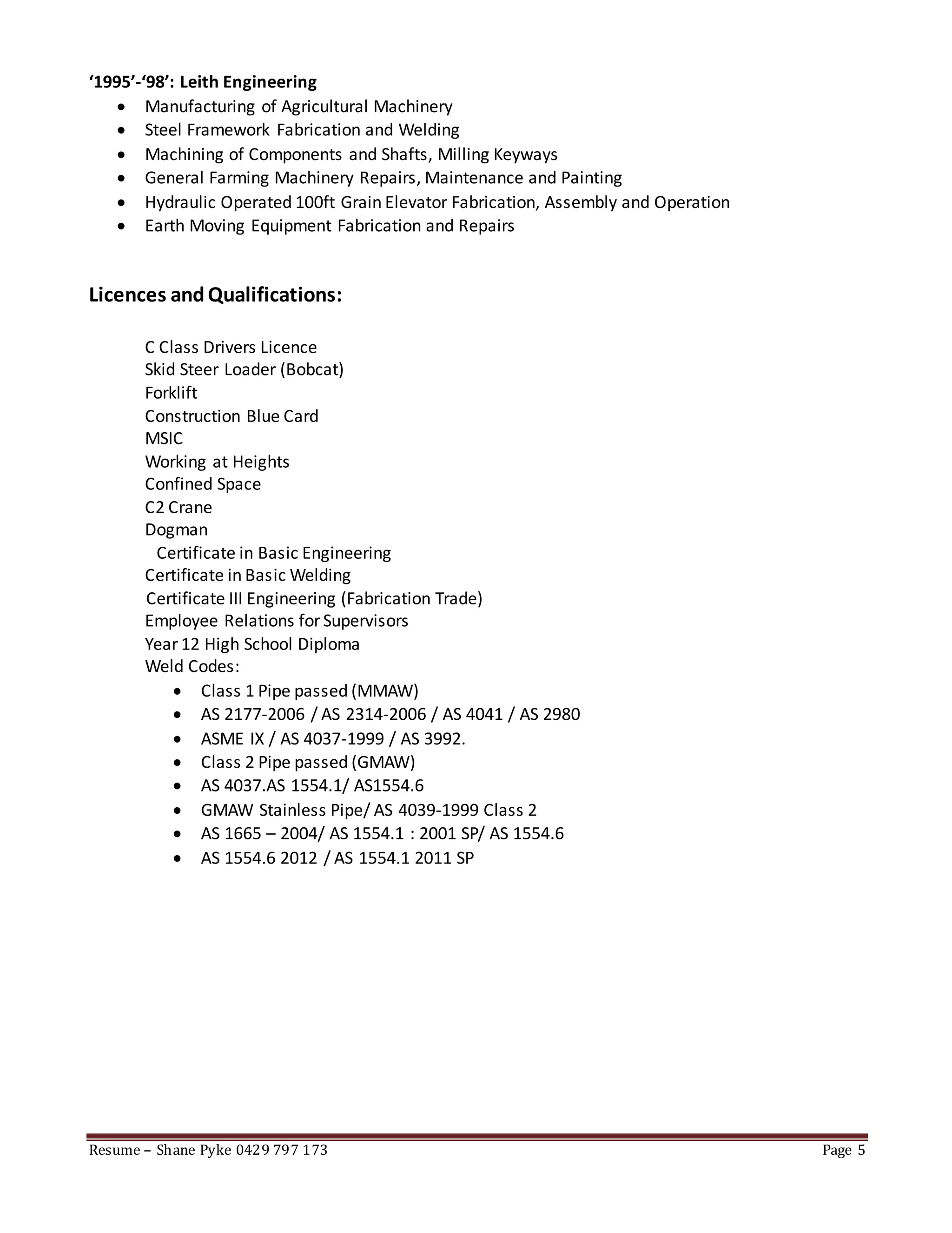 Shane Pyke Resume | DOCX | Chemistry | Science