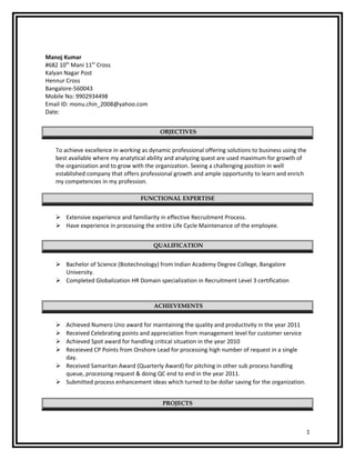 Manoj Kumar_Resume | PDF