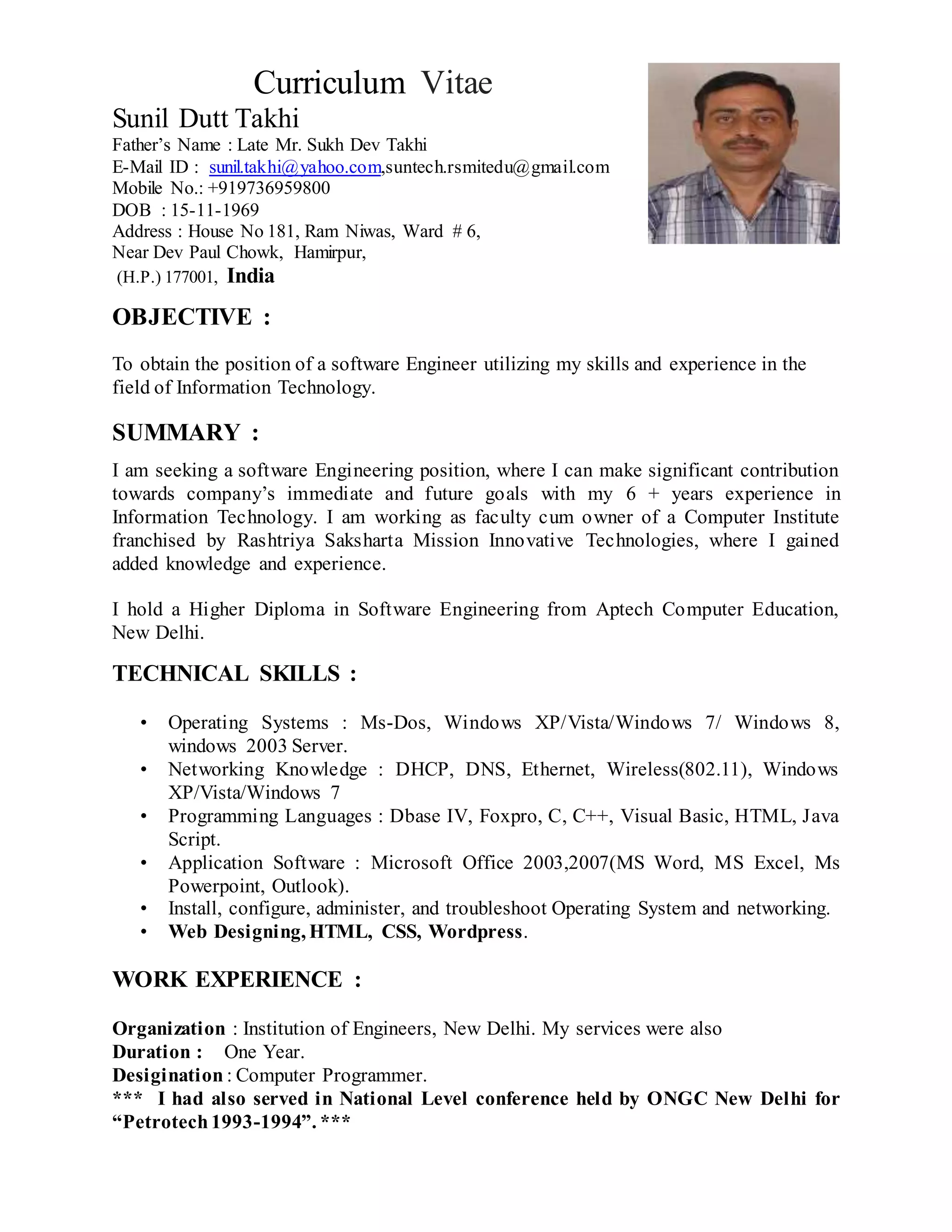 Curriculum vitae | DOCX | Computer Software and Applications | Computing