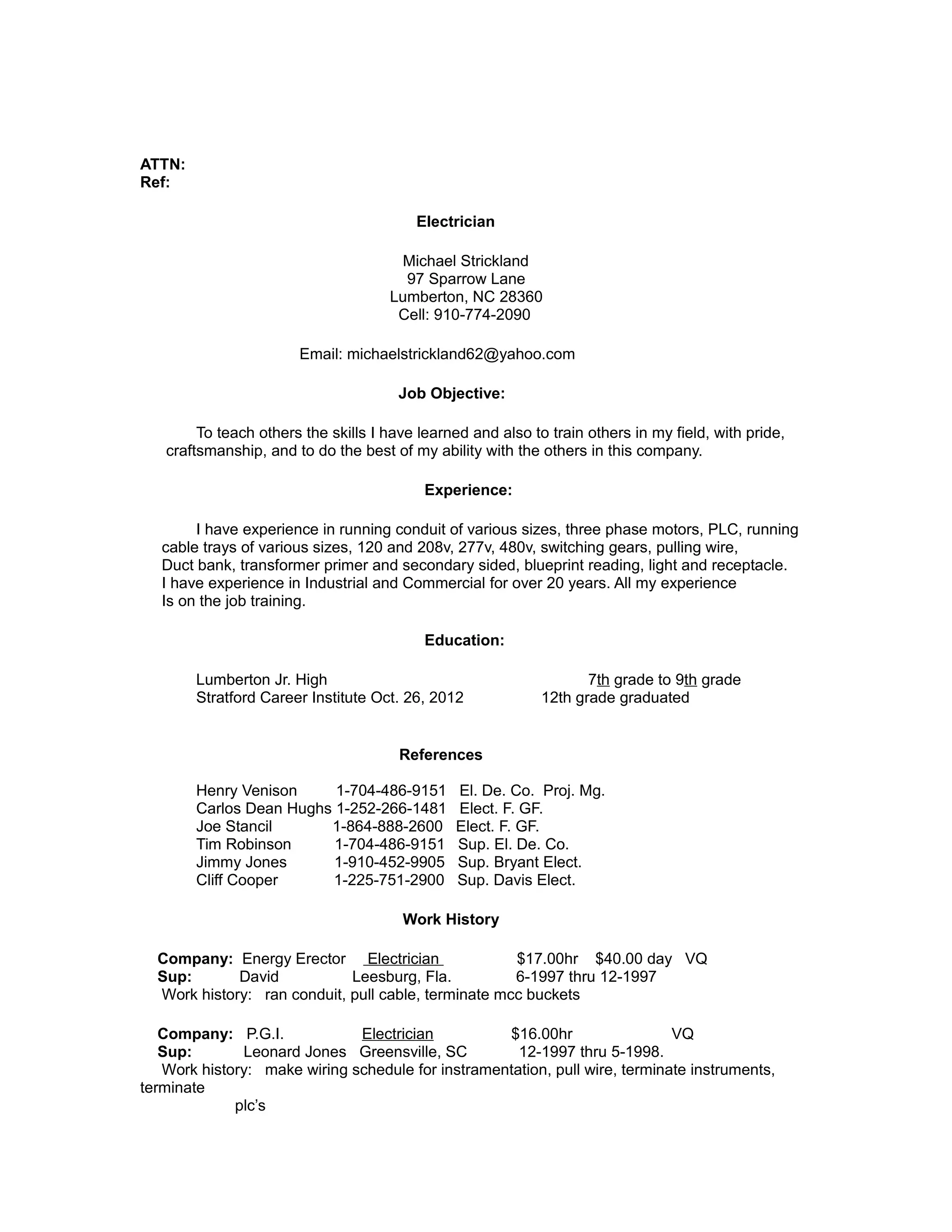 Michaels Resume | RTF