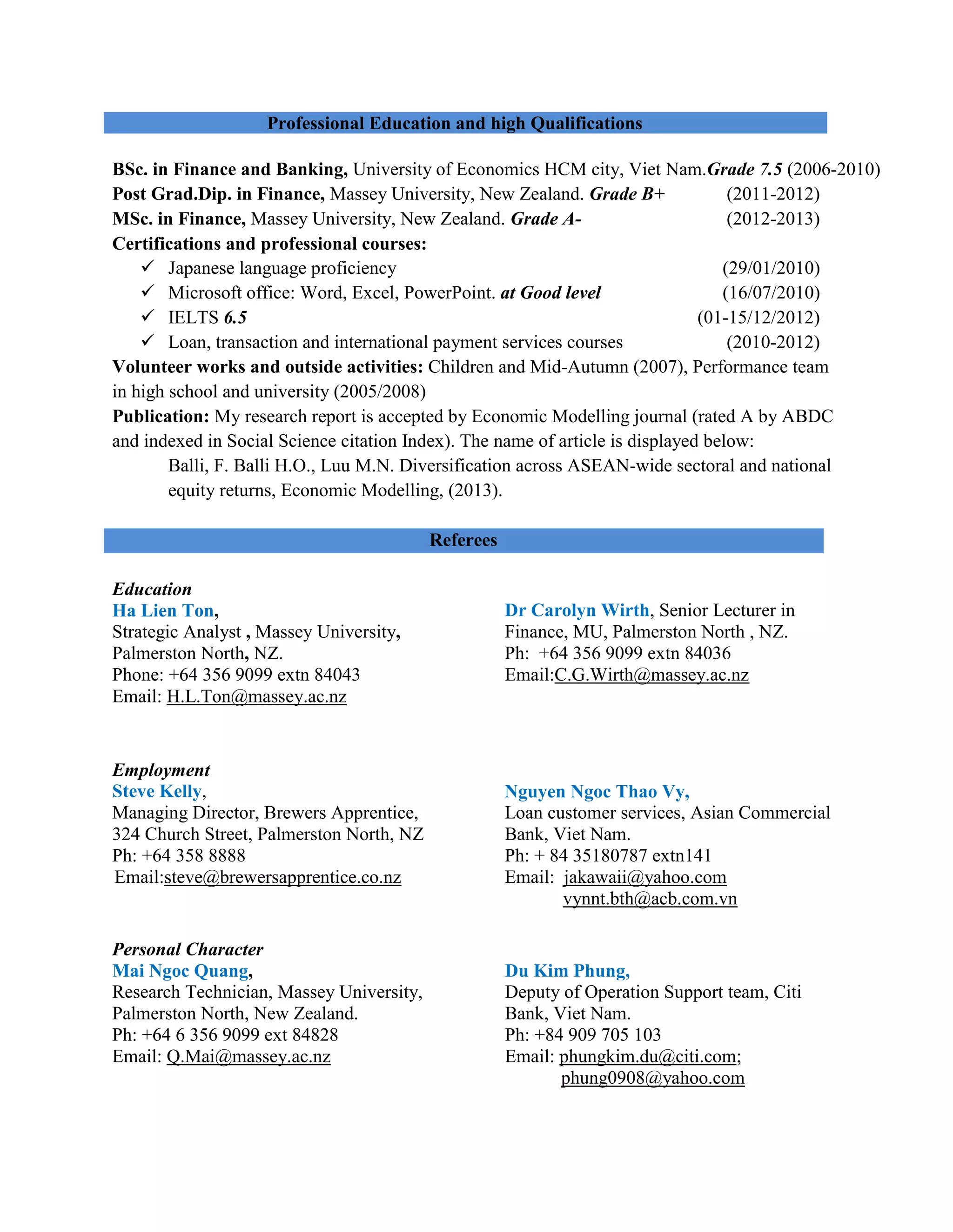 NGOC CV | PDF | Business Banking & Finance | Business