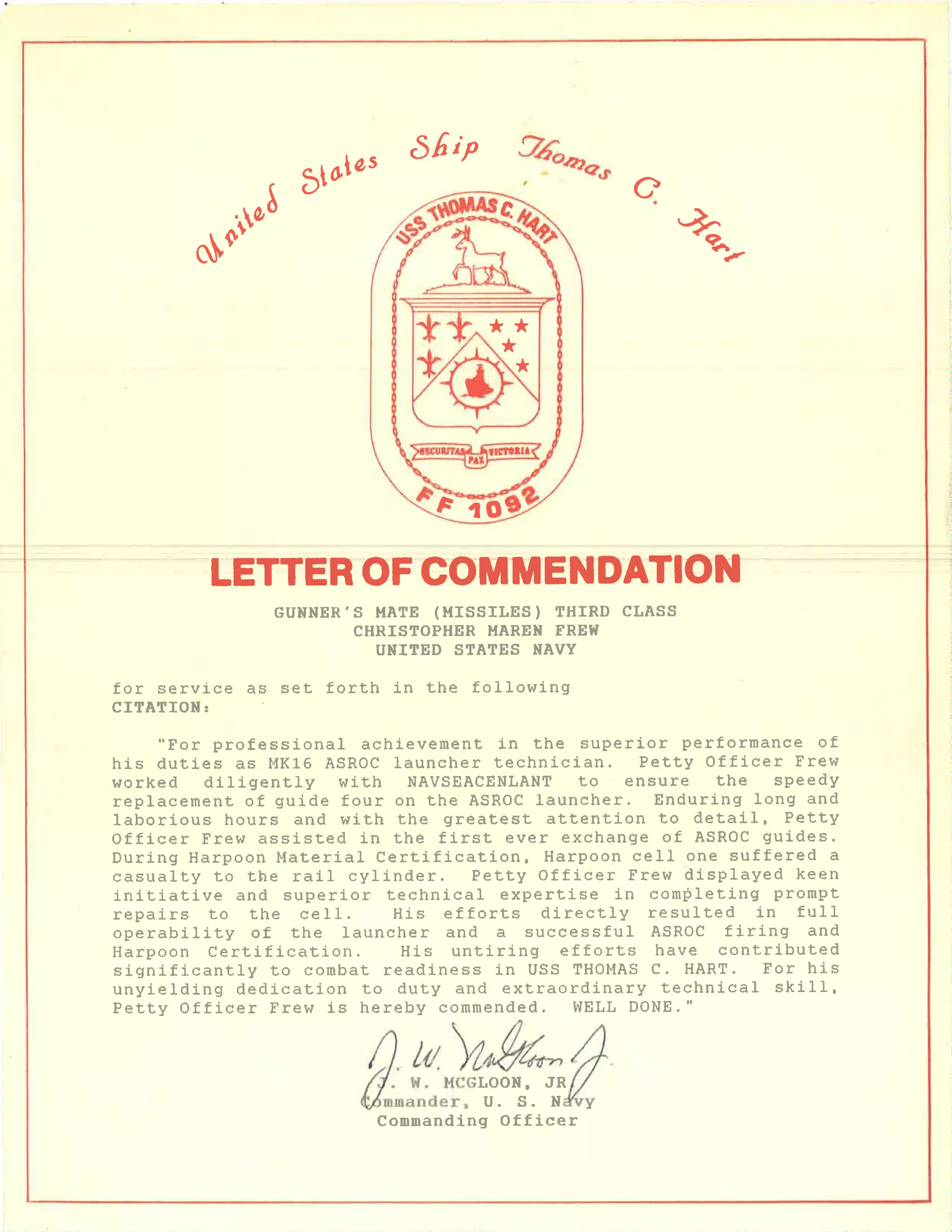 Letter of Commendation Hart | PDF