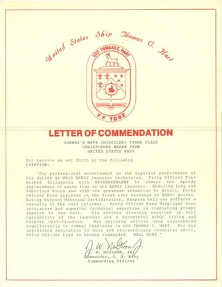 Letter of Commendation Hart | PDF