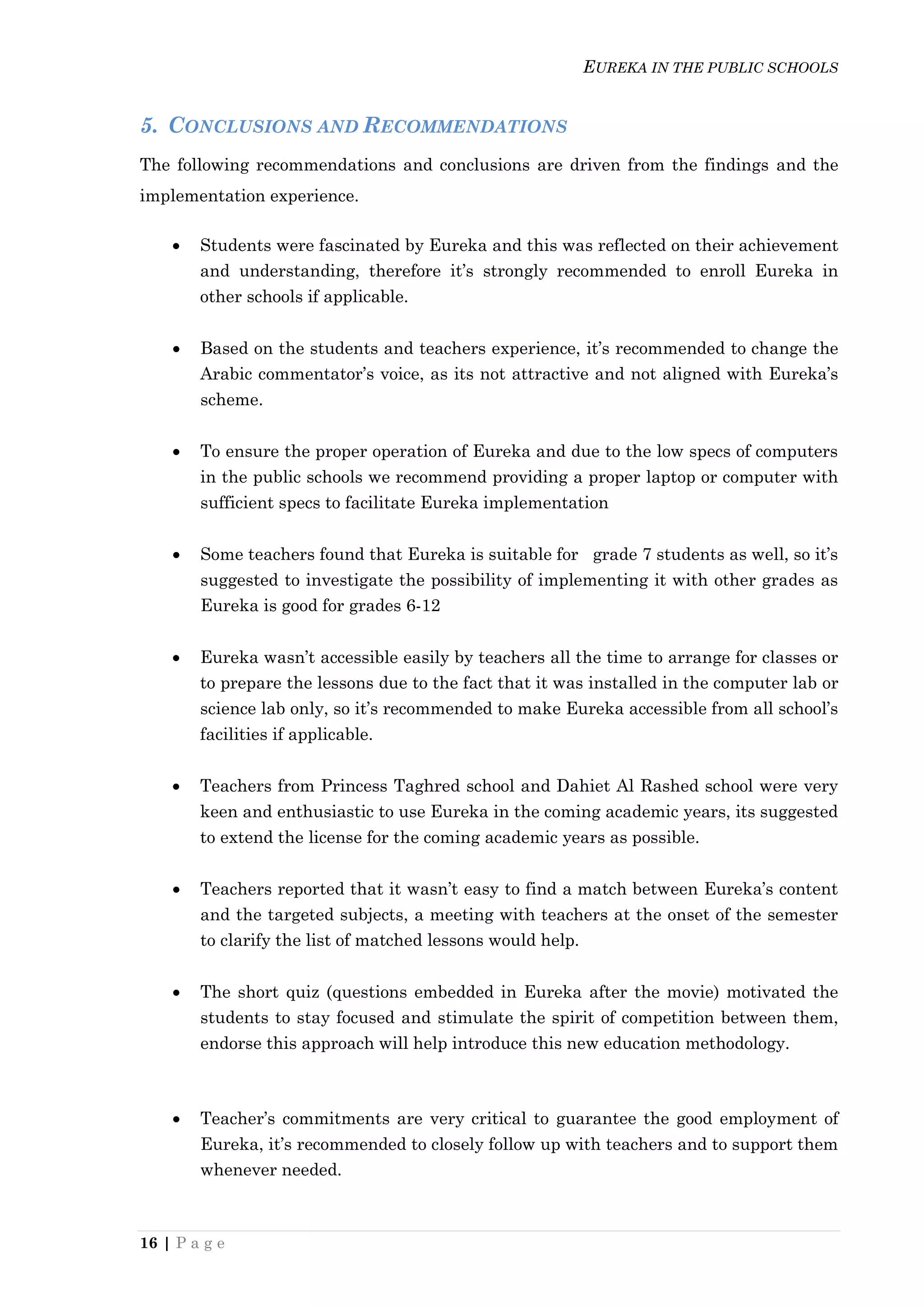 Eureka Pilot Project Report Jordan1 | PDF | Education industry | Industries