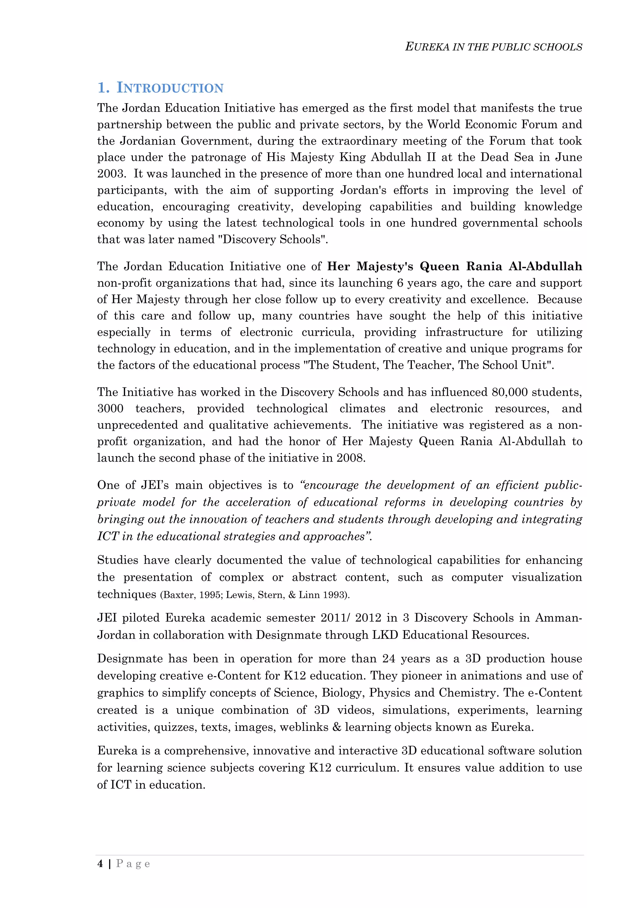 Eureka Pilot Project Report Jordan1 | PDF | Education industry | Industries