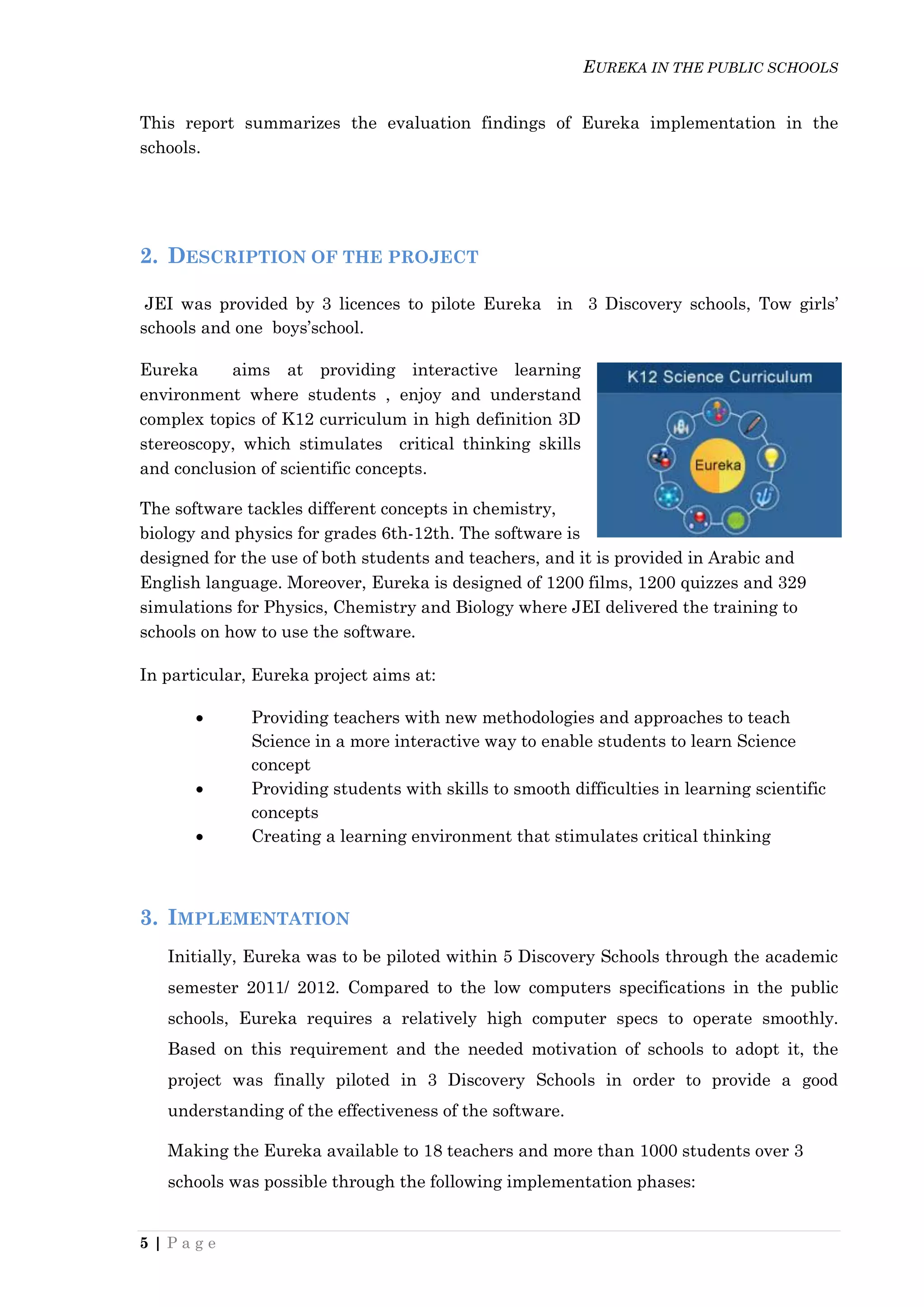 Eureka Pilot Project Report Jordan1 | PDF | Education industry | Industries