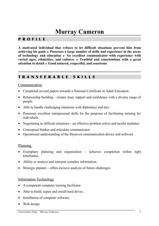 CAMERON, Murray - CV | PDF