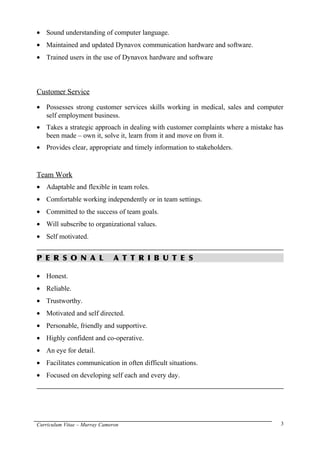 CAMERON, Murray - CV | PDF