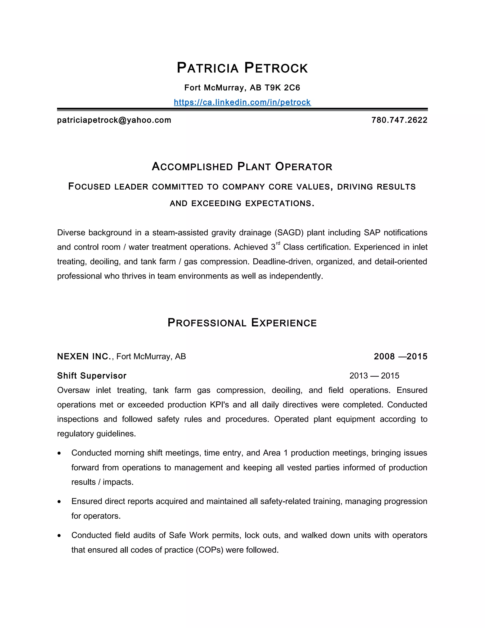 petrock patricia resume final | DOC